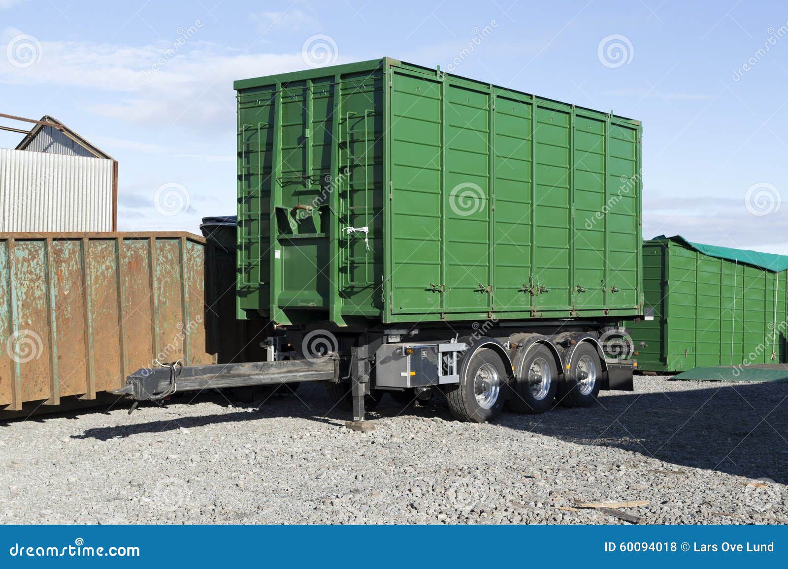 Parked Trailer with a Container Stock Photo - Image of parked, trailer ...
