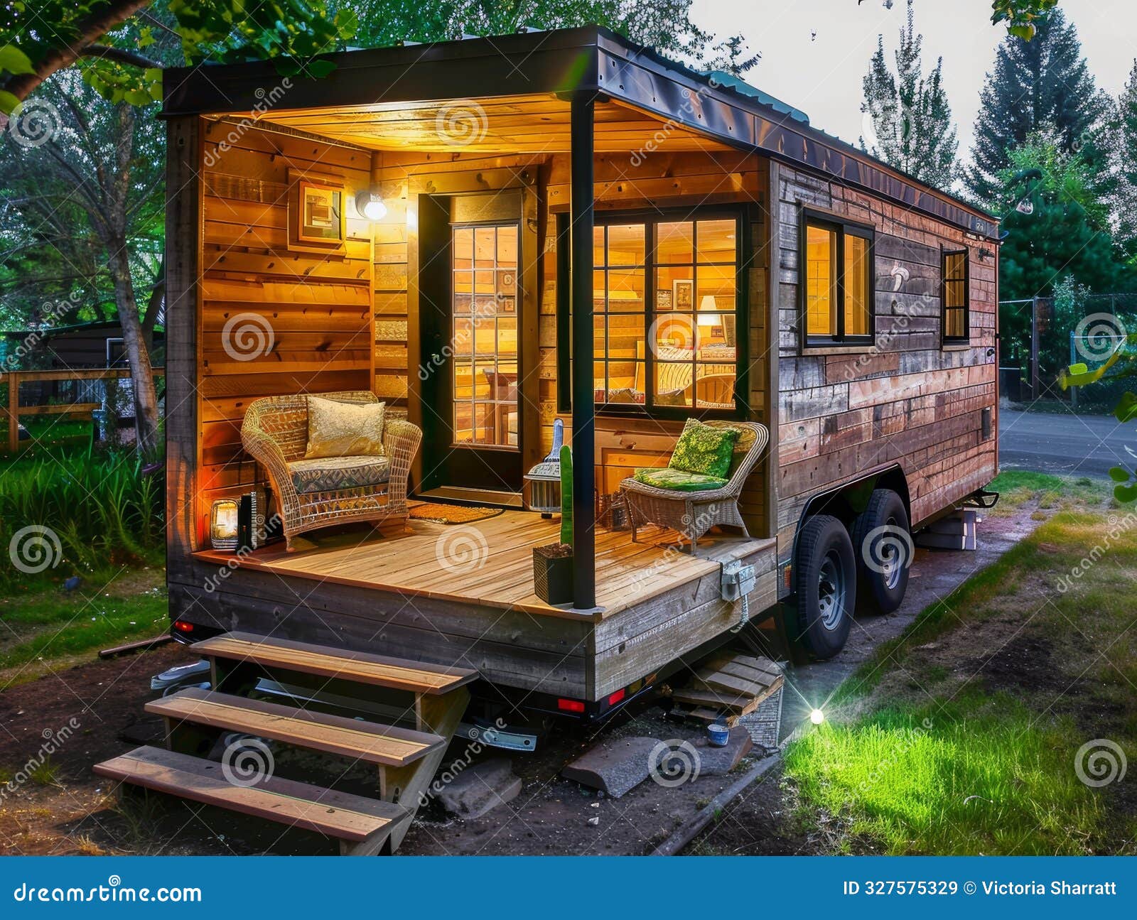 A Trailer Converted into a Tiny House Stock Illustration - Illustration ...