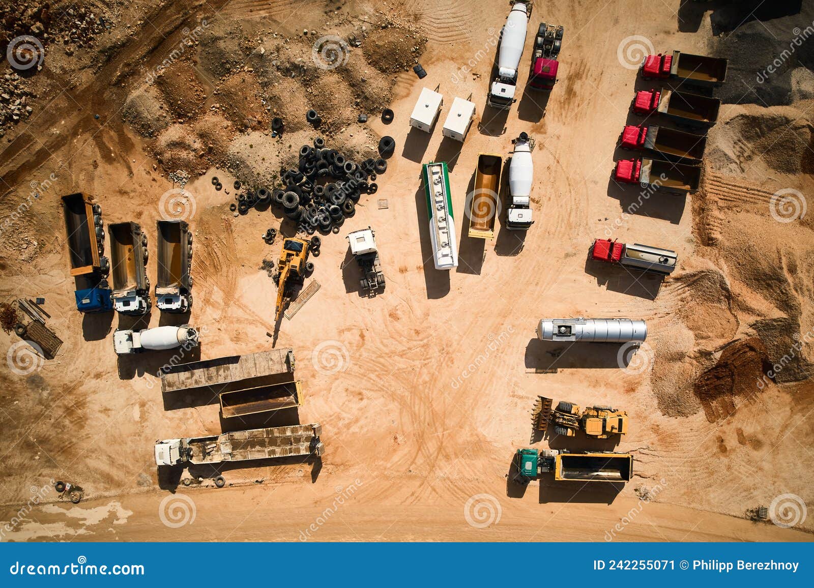 Parked Trucks Top Down Aerial View Stock Image - Image of drone, lorry ...