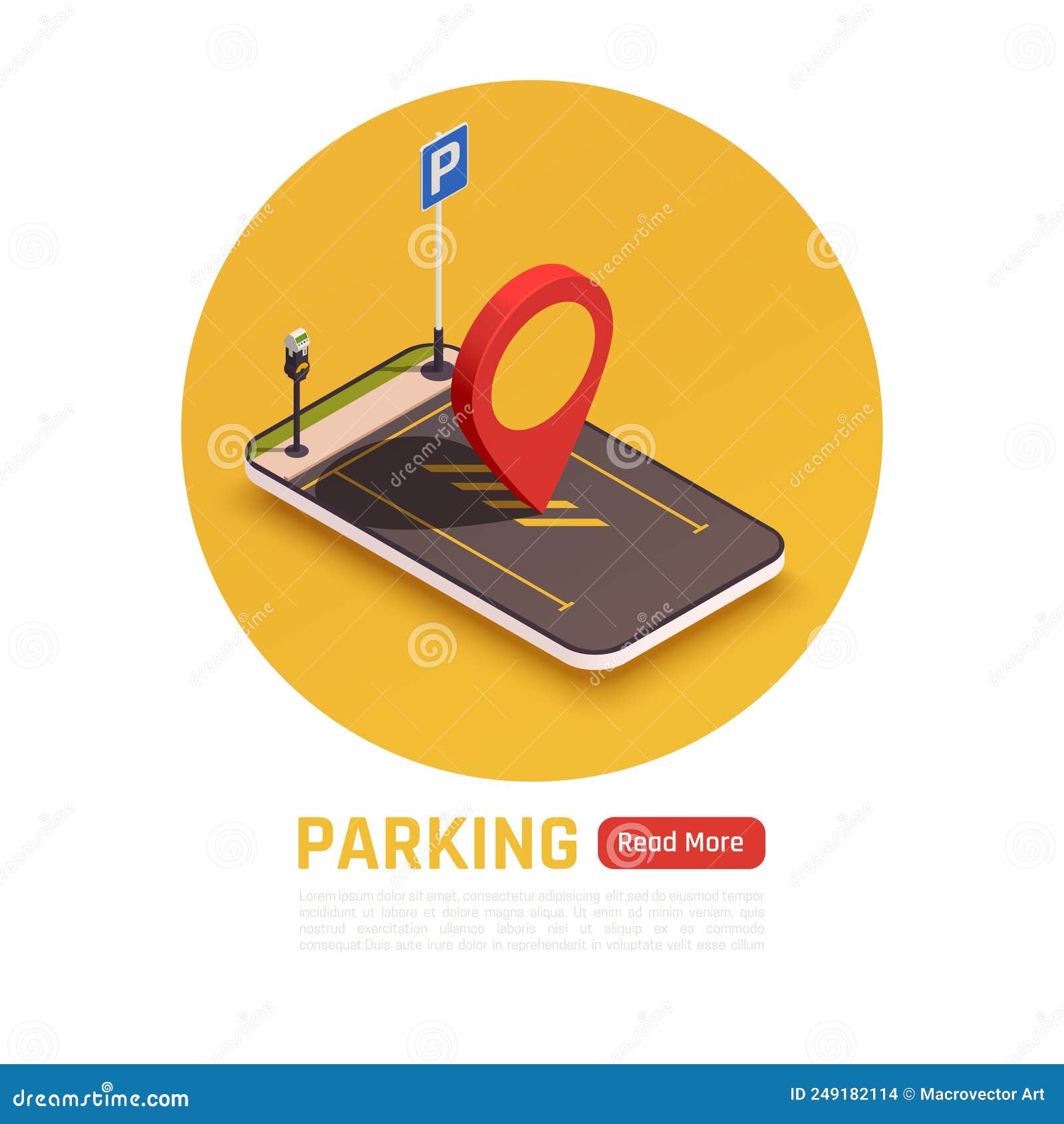 Parking App Isometric Composition Stock Vector - Illustration of device ...