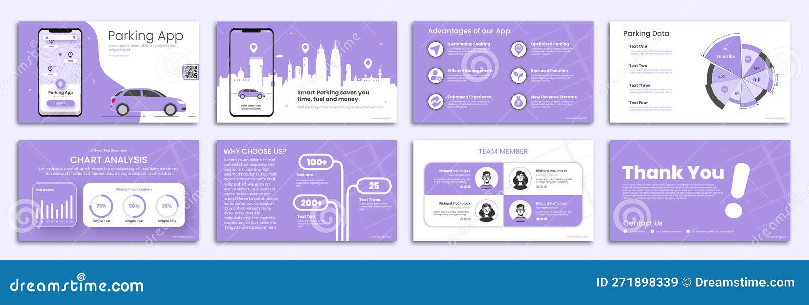 Parking App Presentation Template Stock Vector - Illustration of ...