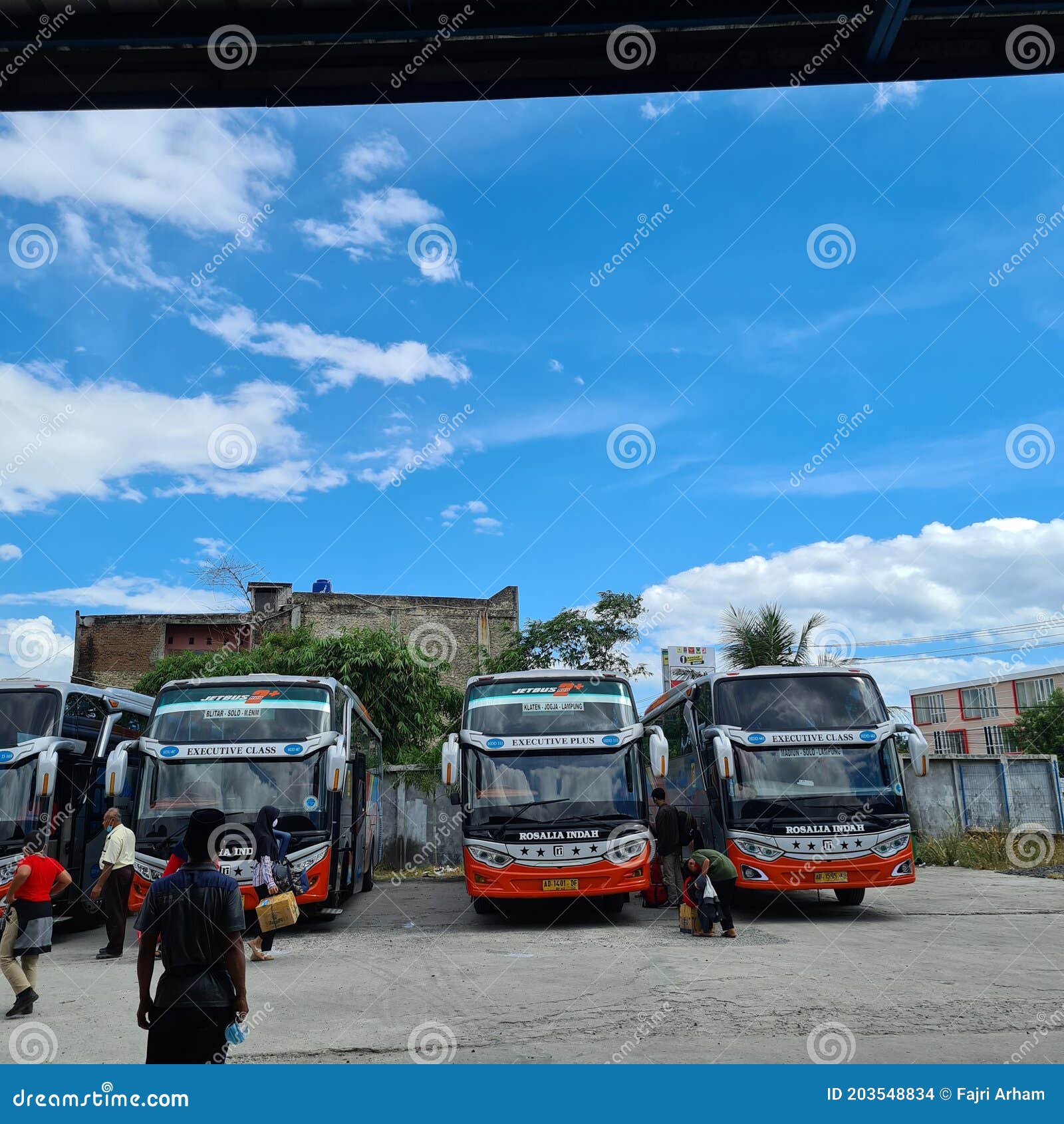 Parking Area Bus Station in Indonesia Editorial Stock Image - Image of ...