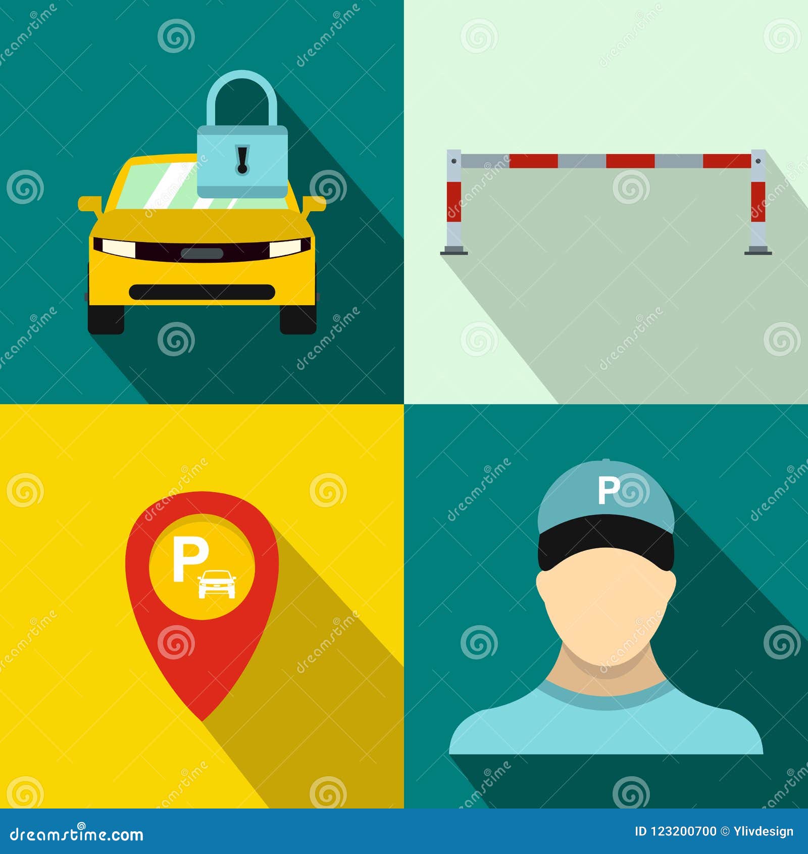 Parking Banners Set, Flat Style Stock Illustration - Illustration of ...