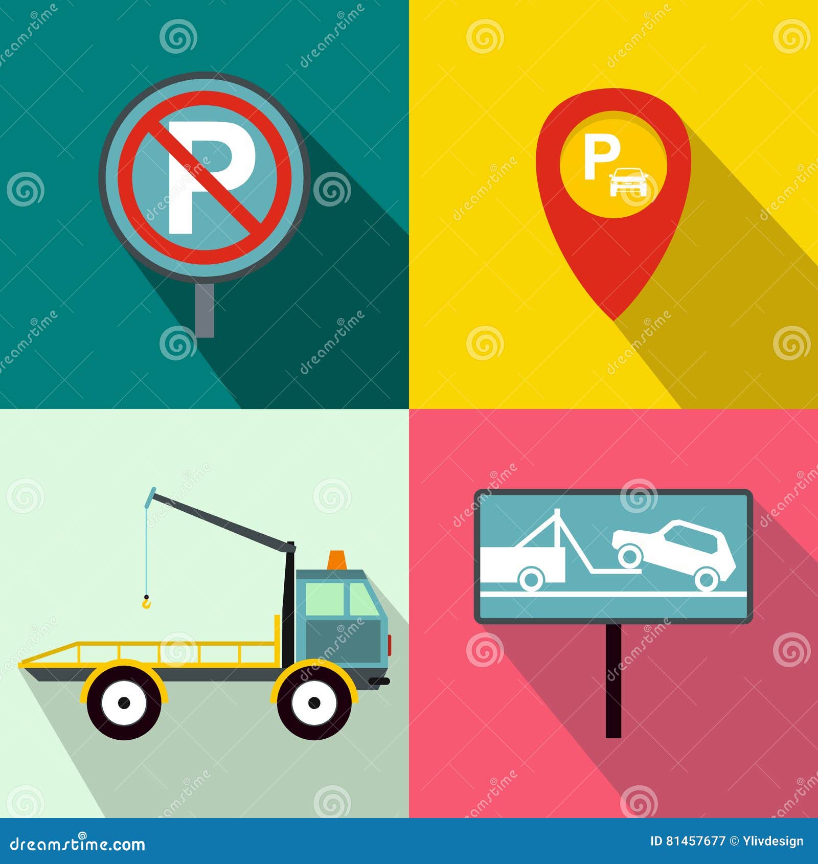 Parking Banners Set, Flat Style Stock Vector - Illustration of design ...