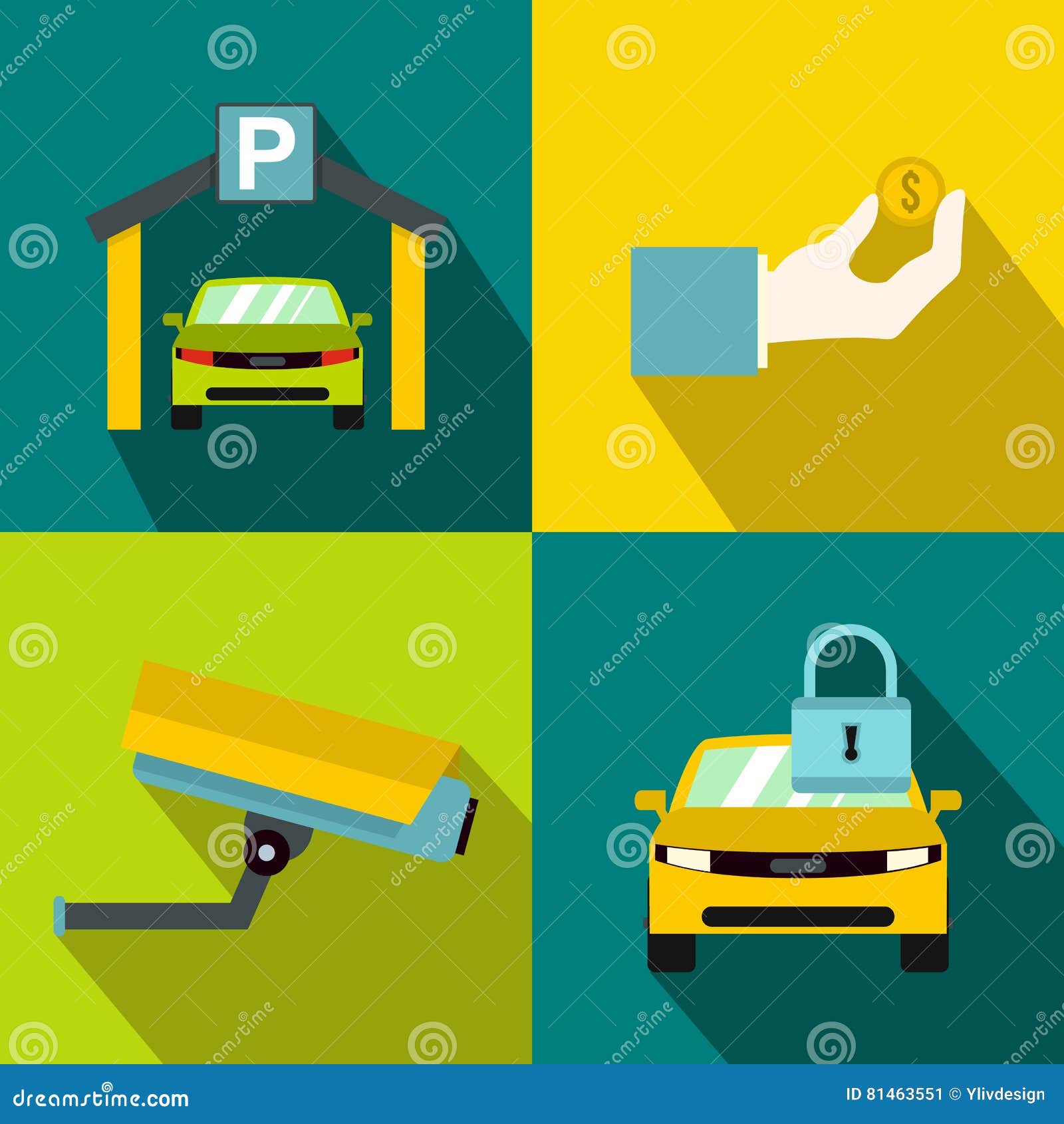 Parking Banners Set, Flat Style Stock Vector - Illustration of square ...