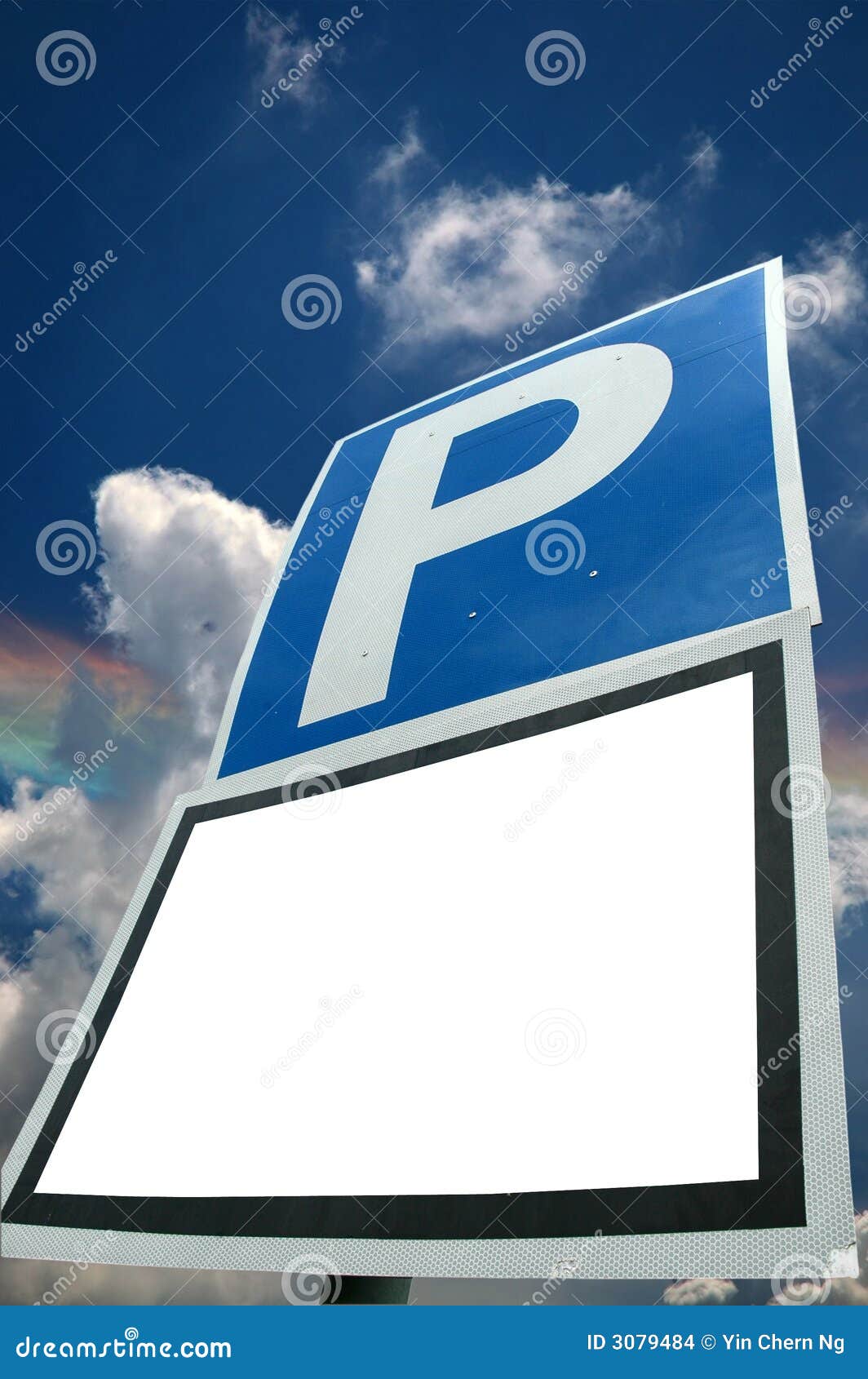Parking with Blank White Sign Stock Photo - Image of signage, empty ...