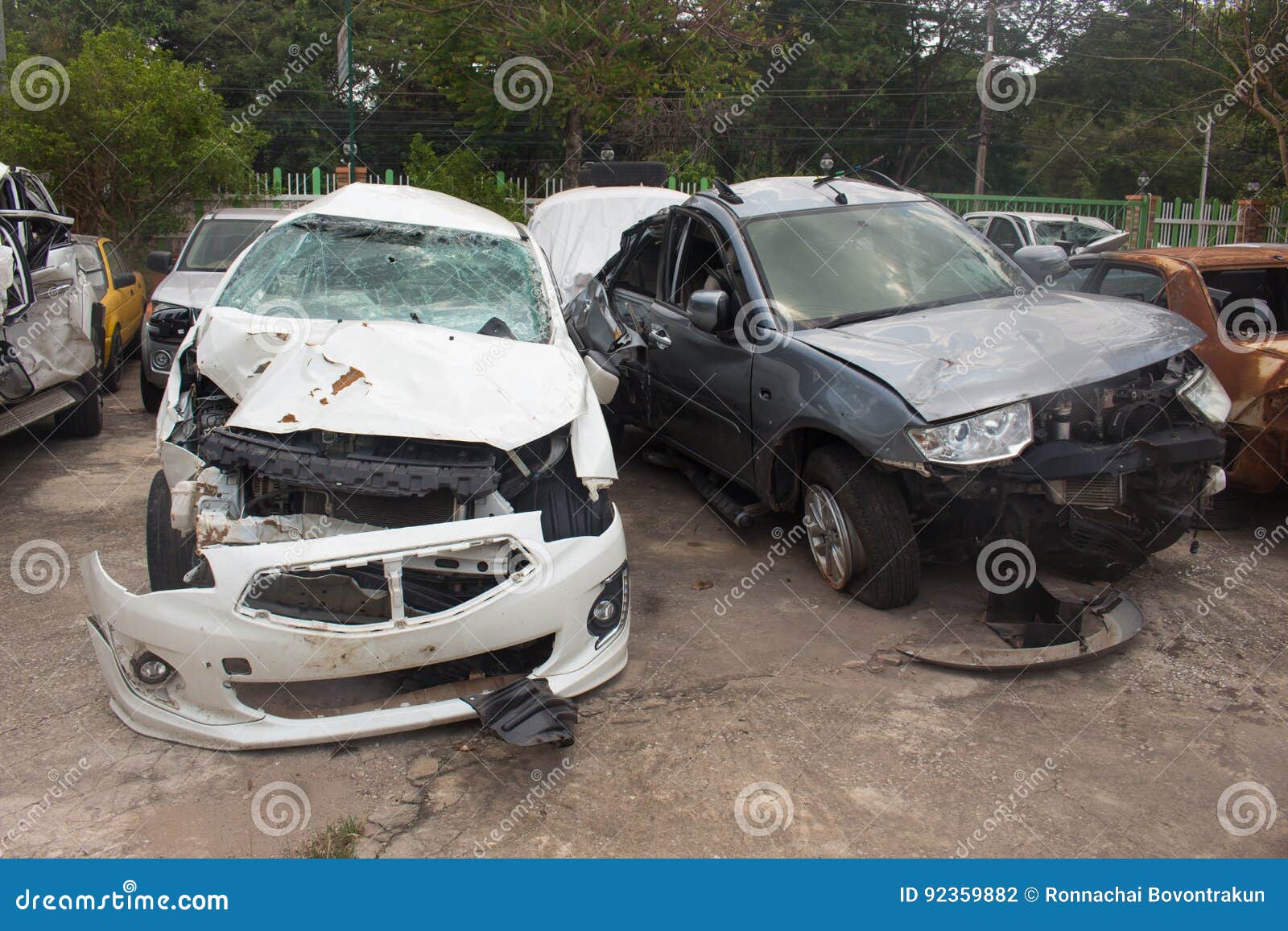 Parking of Broken Cars in the Garage Stock Photo - Image of bumper ...