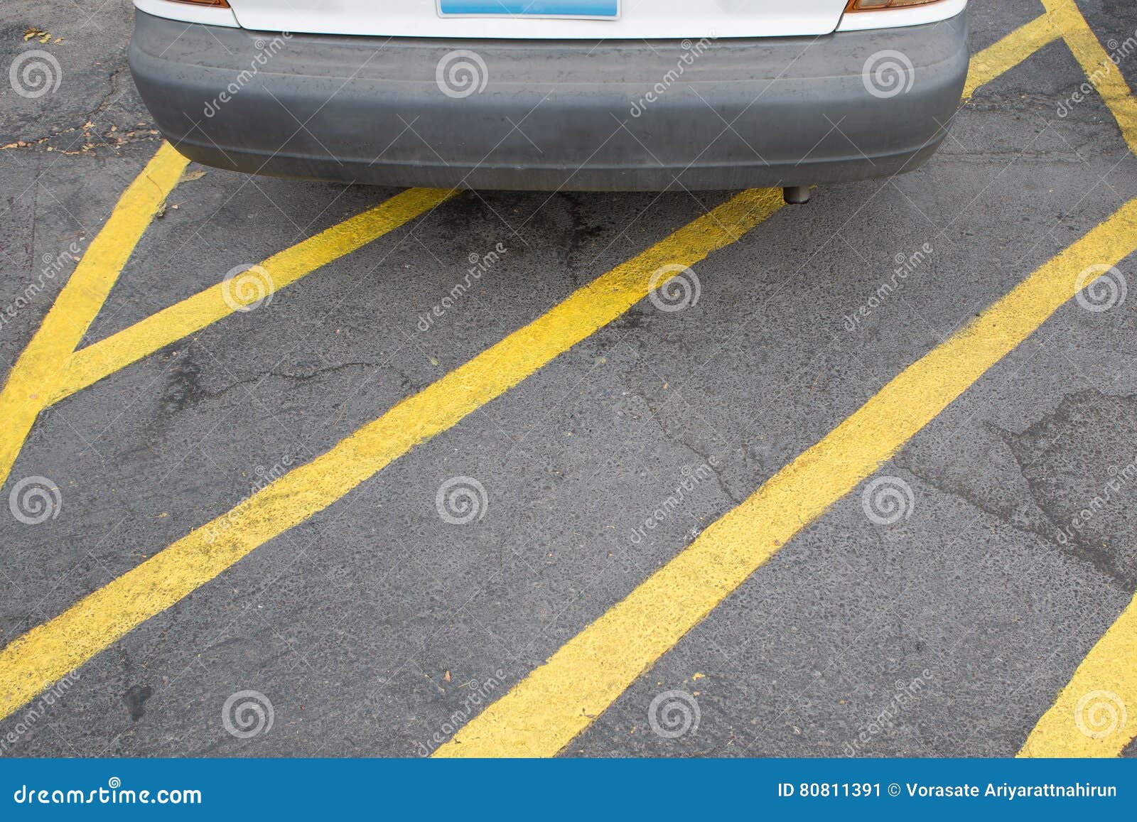 Parking Car on Yellow Line Cross Zone. Stock Image - Image of asphalt ...
