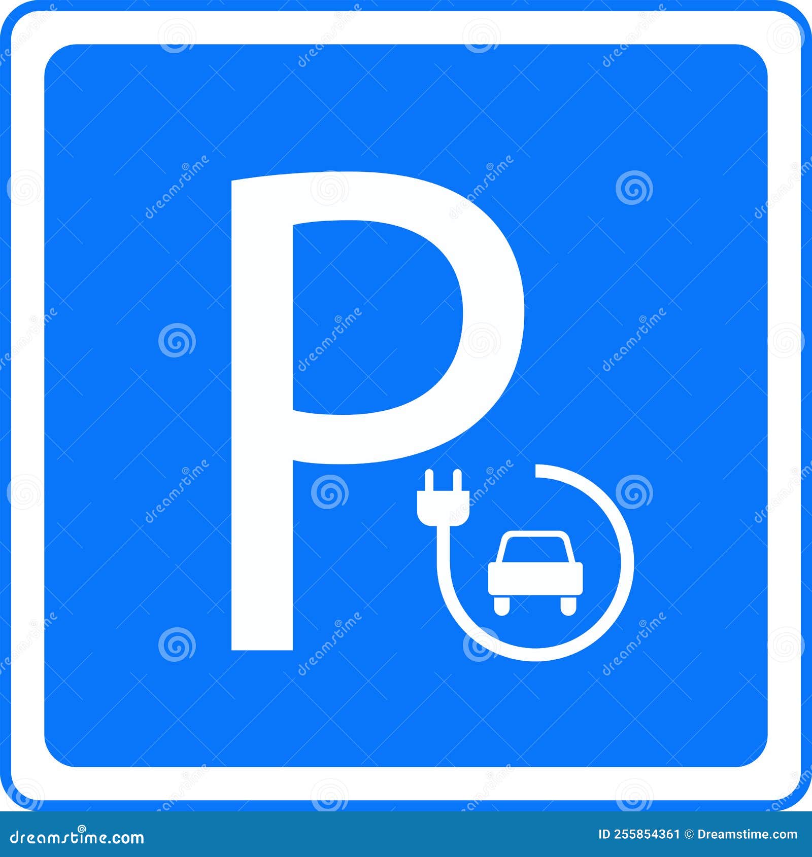 Parking and Charging of Car Batteries. Road Signs. Stock Vector ...