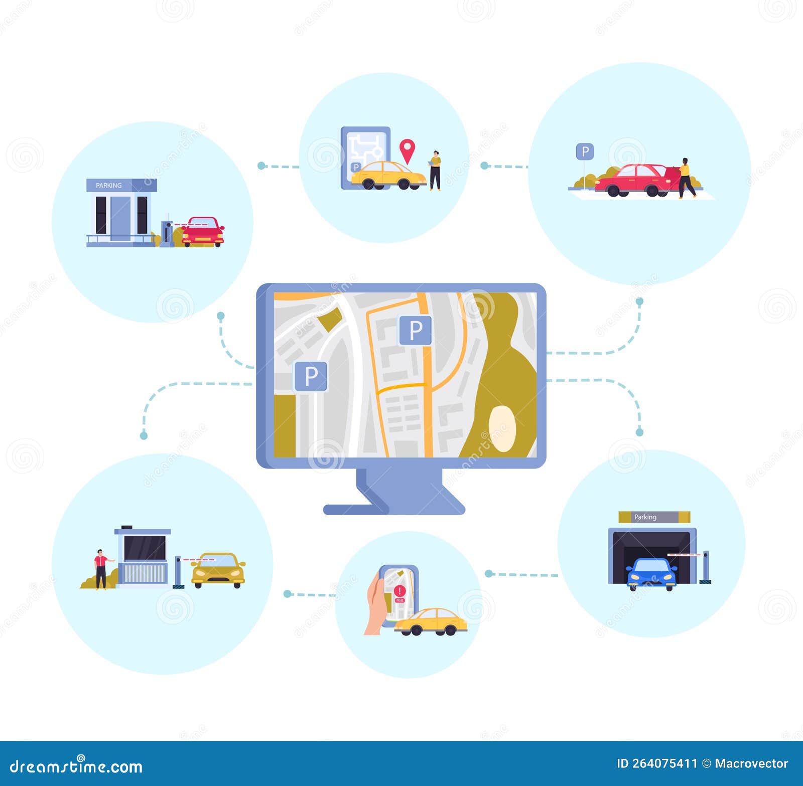 Parking Colored Flat Concept Stock Illustration - Illustration of ...