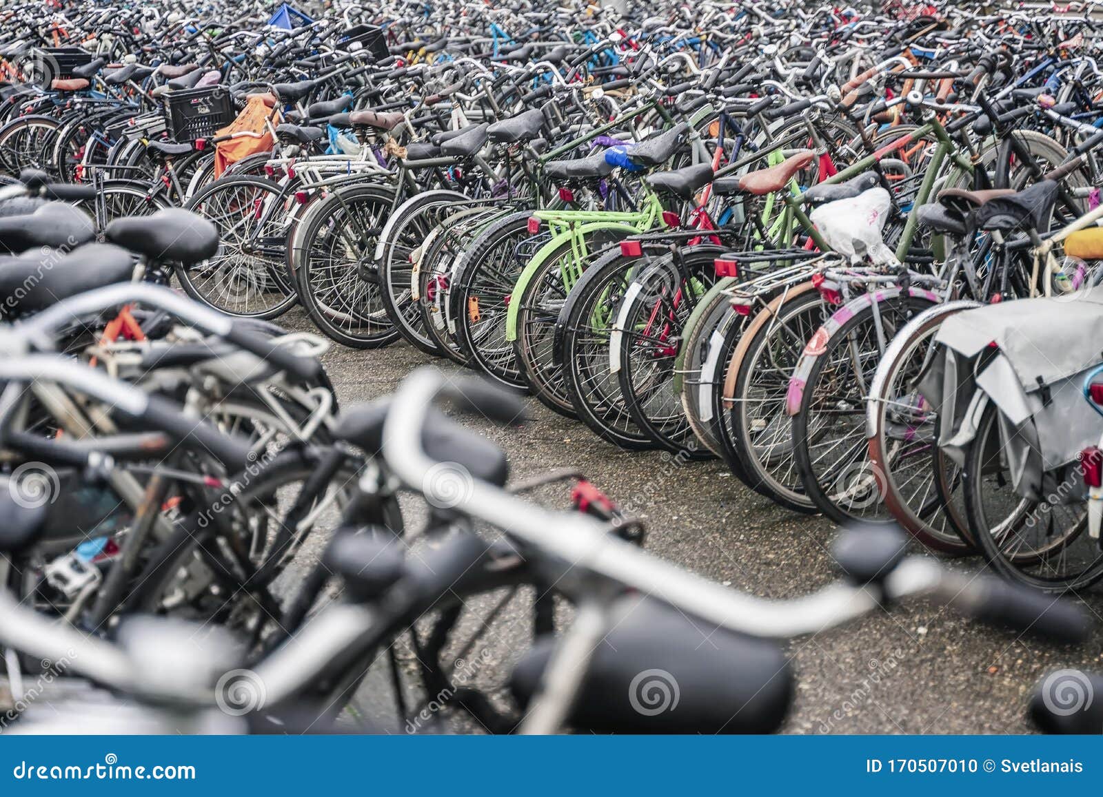 Parking Different Bikes in Amsterdam, Selective Focus Stock Photo ...