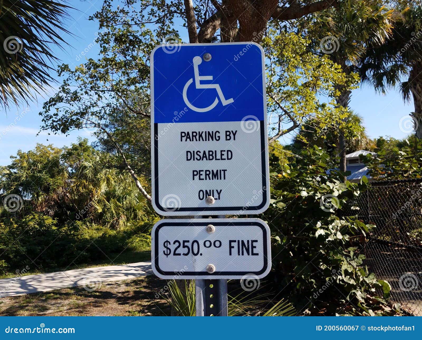 Parking by Disabled Permit only Sign with Fine Stock Image - Image of ...