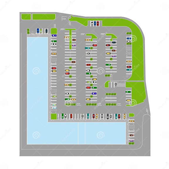 Parking Elements stock vector. Illustration of bush, drawing - 95586681