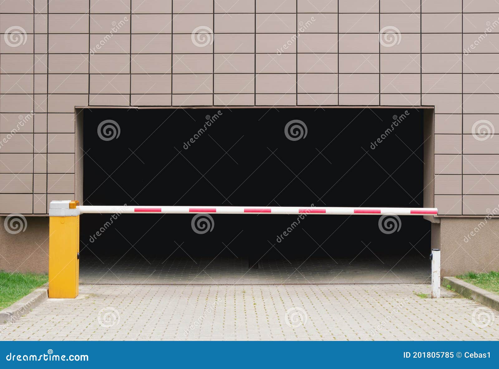 Parking Entrance with Automatic Car Entry Barrier Stock Image - Image ...