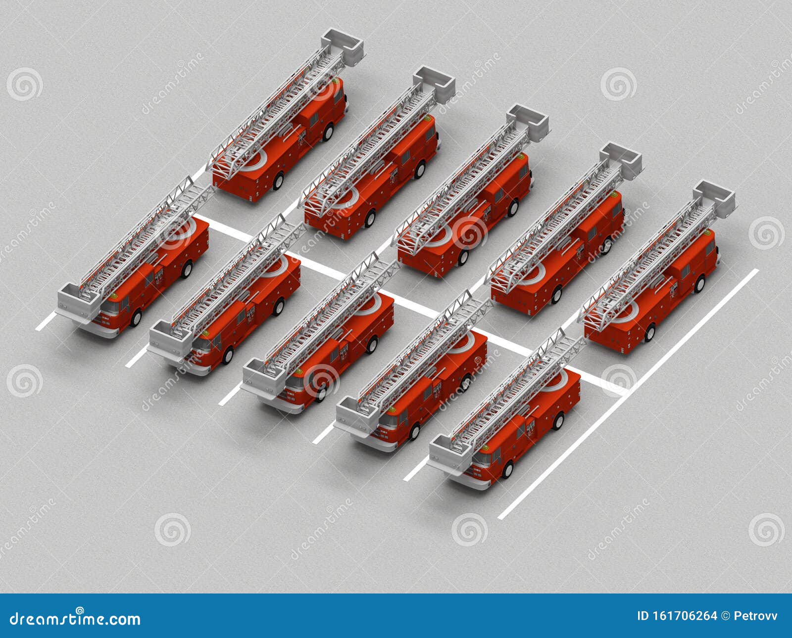 Parking with fire trucks stock illustration. Illustration of emergency ...