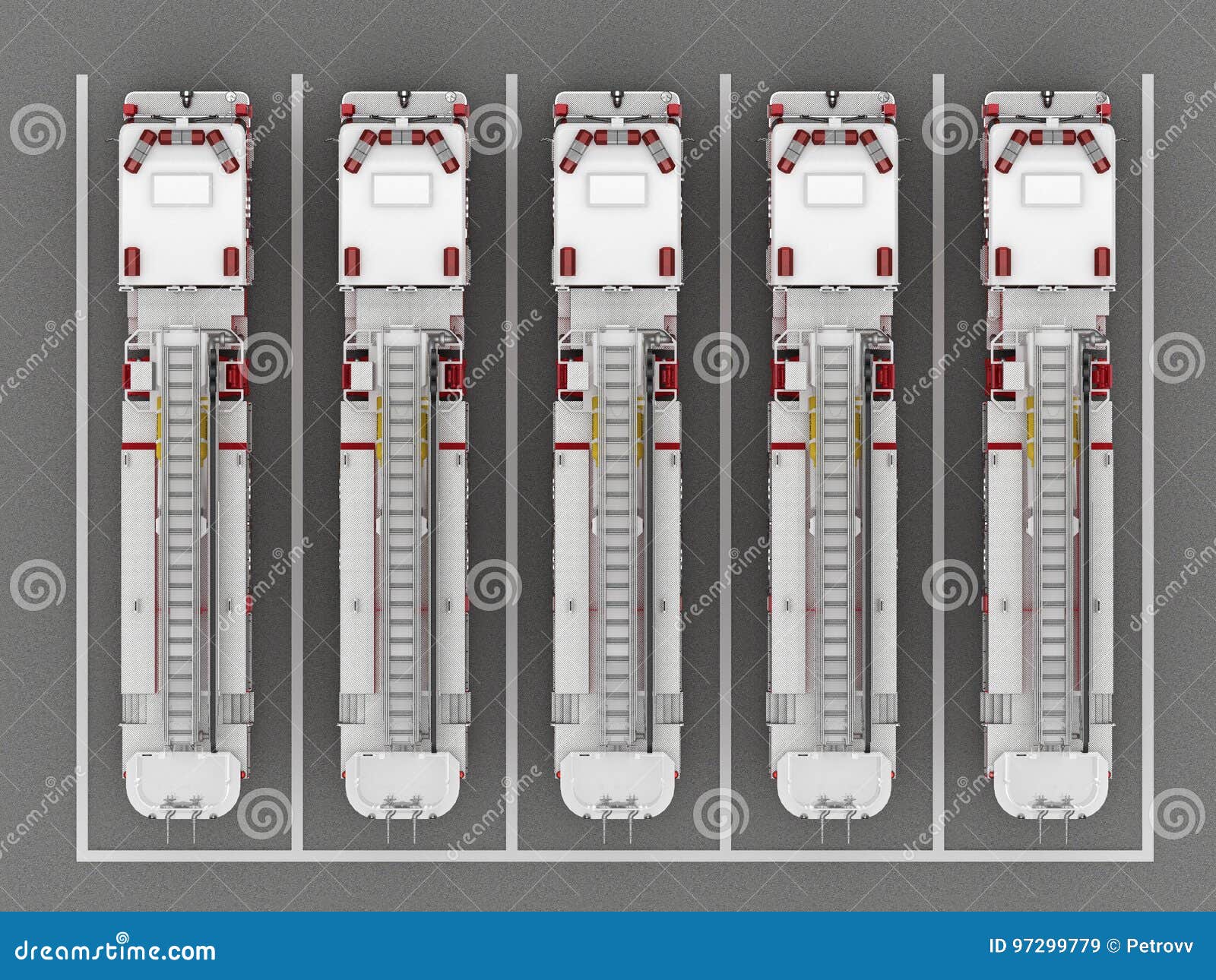 Parking of Fire Trucks Top View Stock Illustration - Illustration of ...