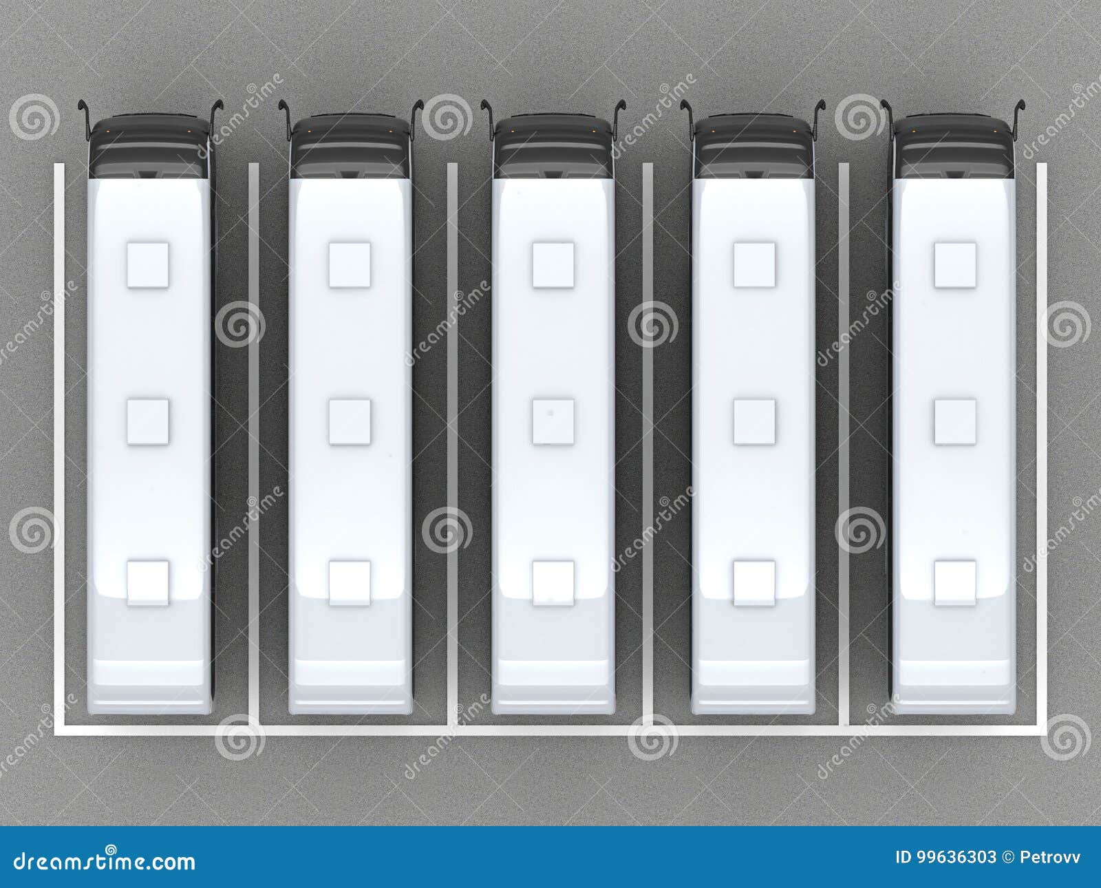 Parking Full Group Buses Orthographic View Stock Photography ...