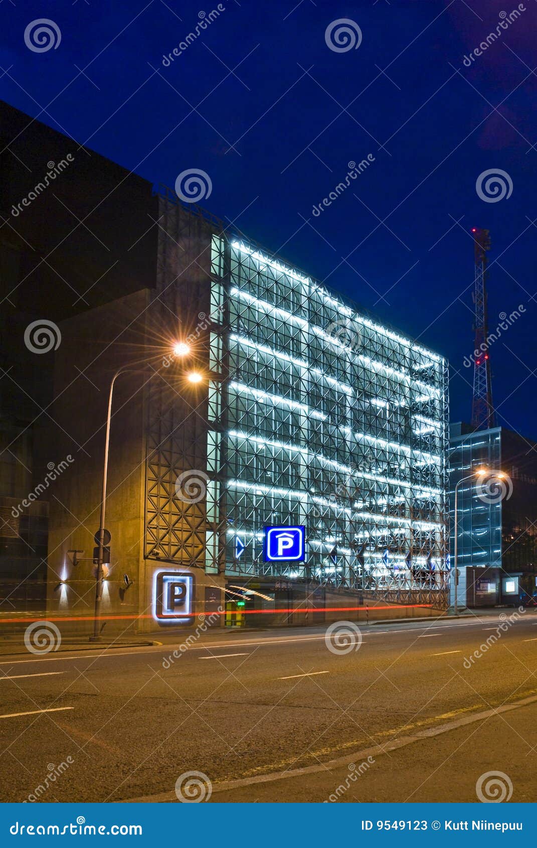Parking garage at night stock image. Image of levels, building - 9549123