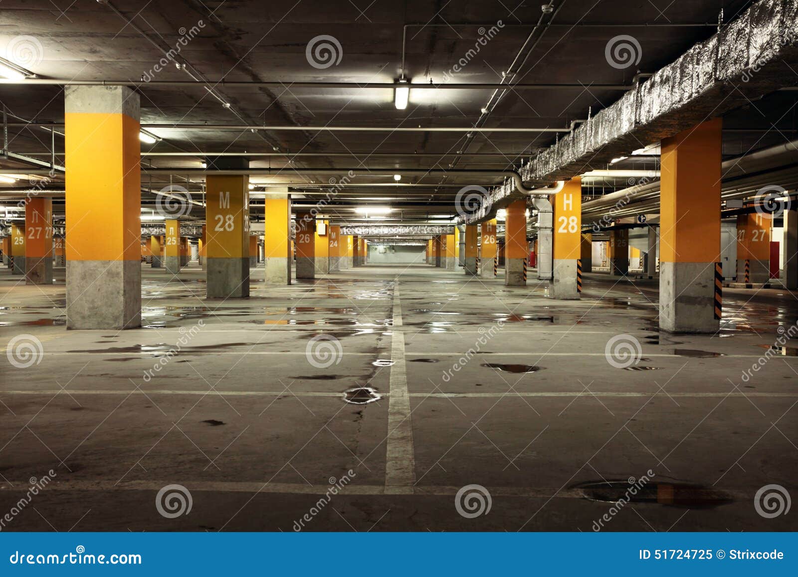 Parking Garage Underground Interior, Industrial Building Stock Image ...