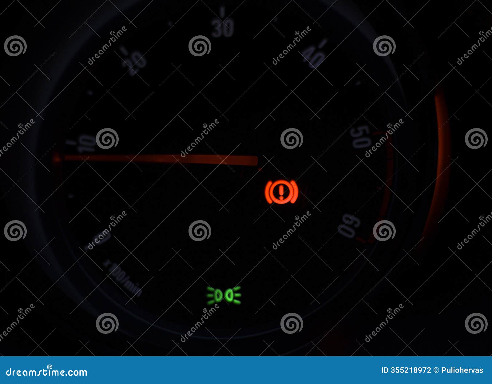 Parking or Handbrake Light Warning on the Car Dashboard Stock Photo ...