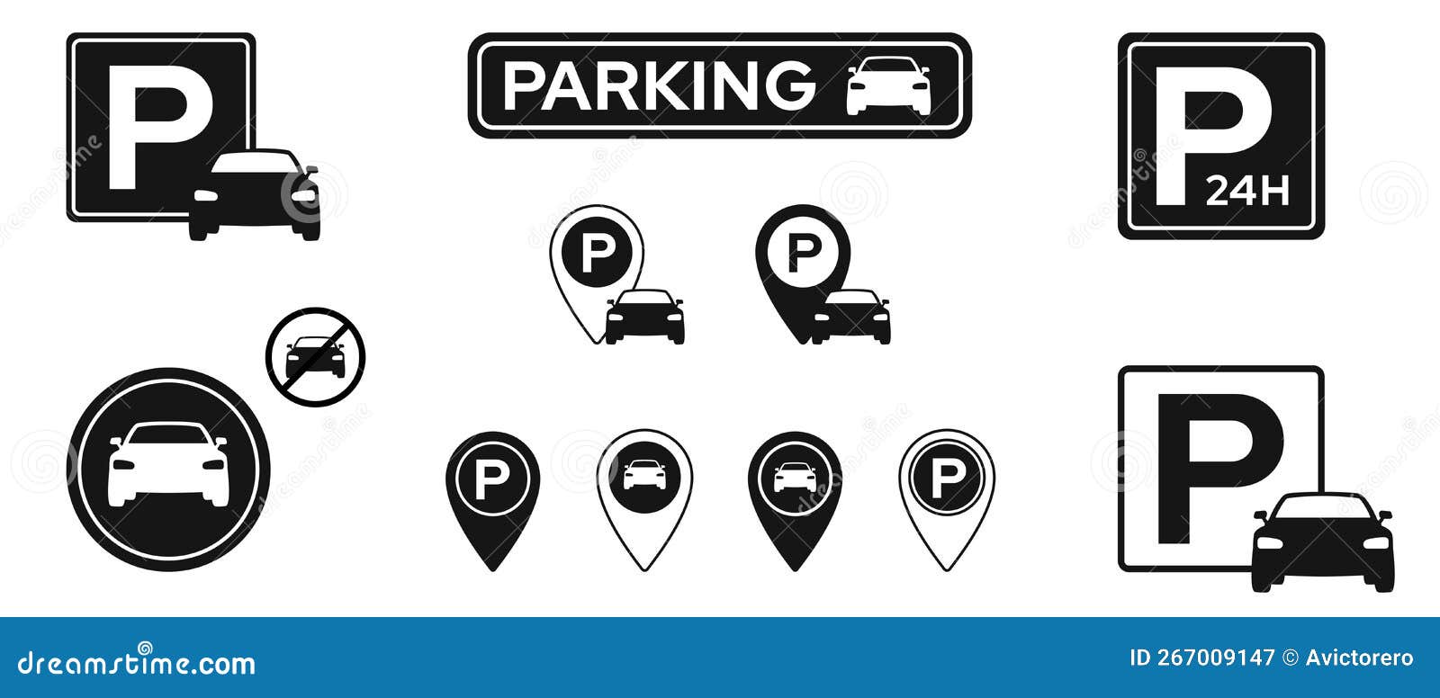 Parking Icon Set. Collection of Garage Parking Symbol Stock Vector ...