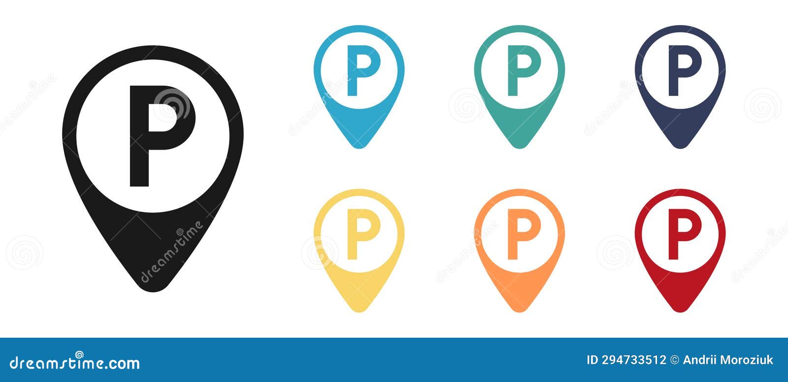 Parking Icon Set. Mark on the Map. Illustration. Stock Illustration ...