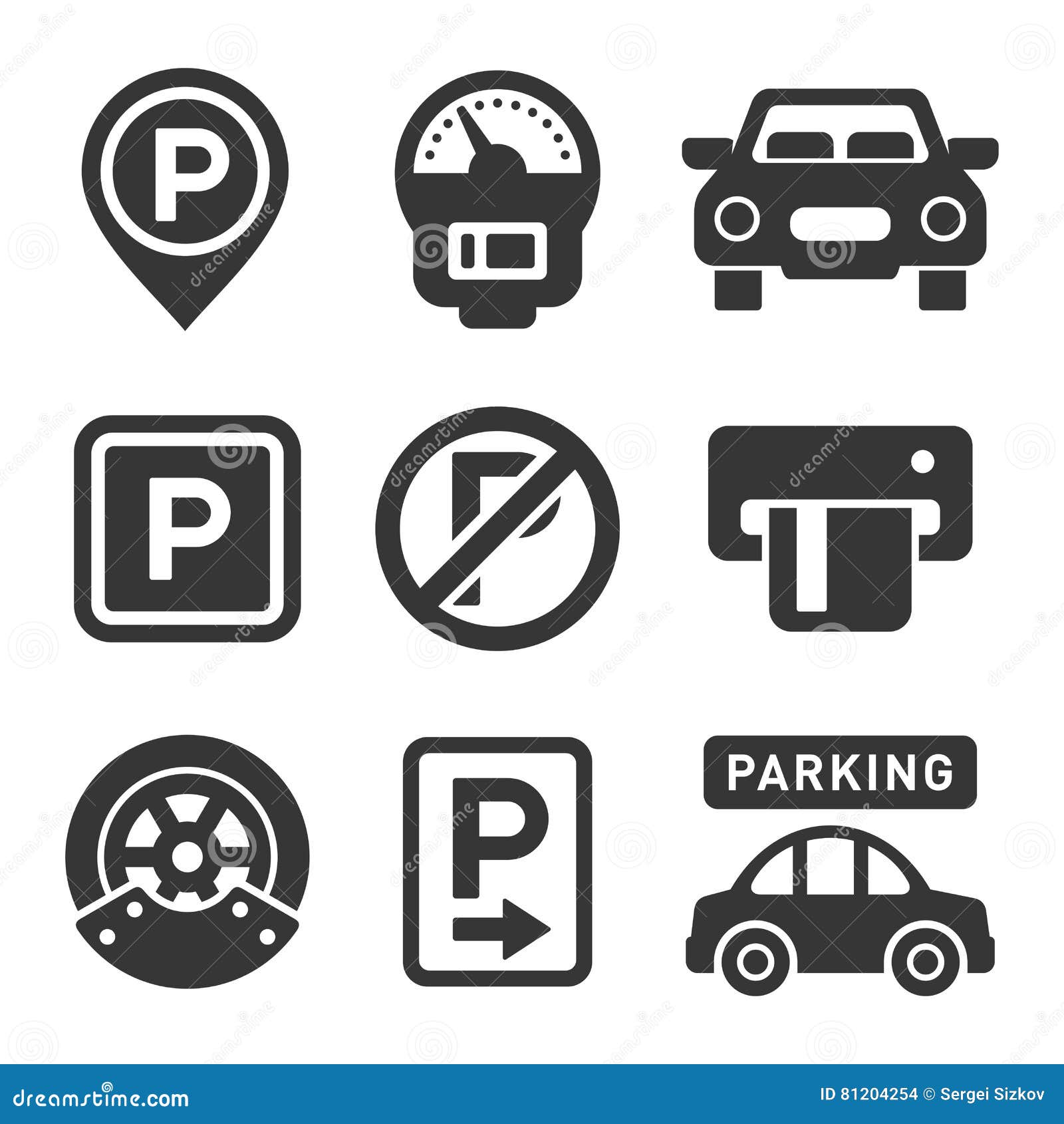 Parking Icon Set on White Background. Vector Stock Vector ...