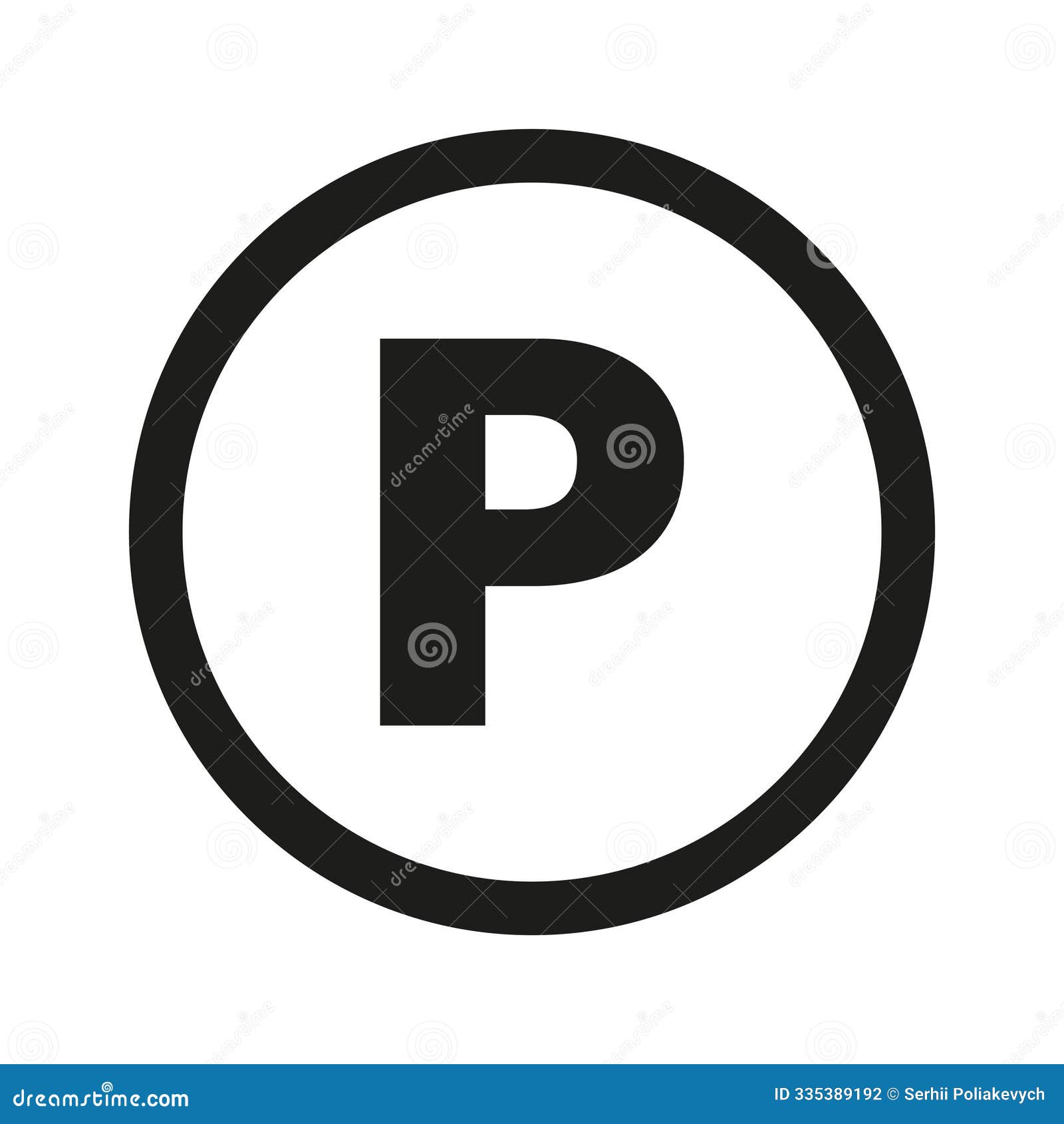 Parking Icon Vector. Bold Letter P Inside Circle. Simple Black and ...