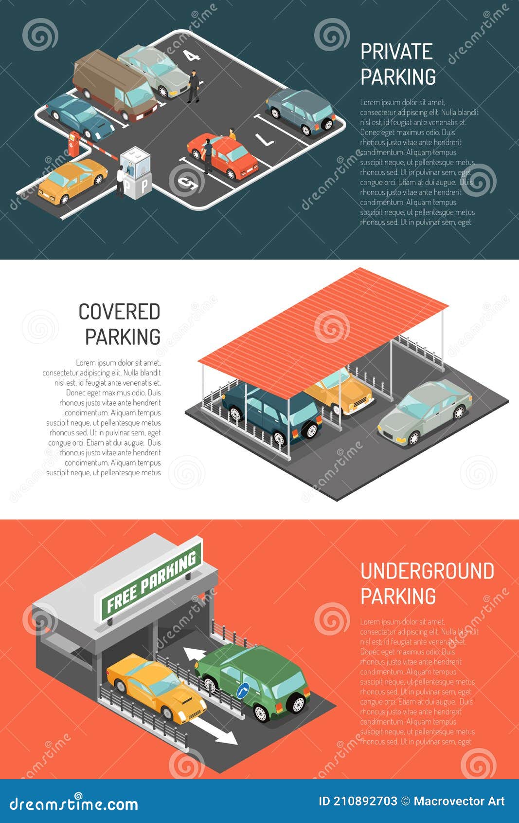 Parking Isometric Banners Set Stock Vector - Illustration of city ...