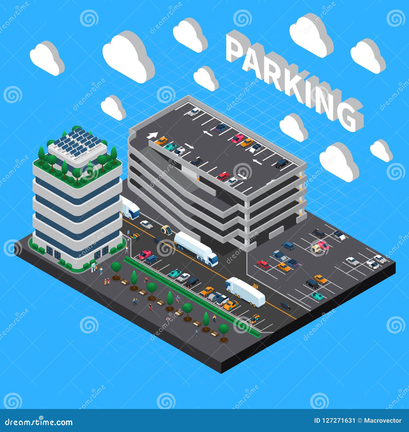 Parking Isometric Composition Stock Vector - Illustration of multi ...