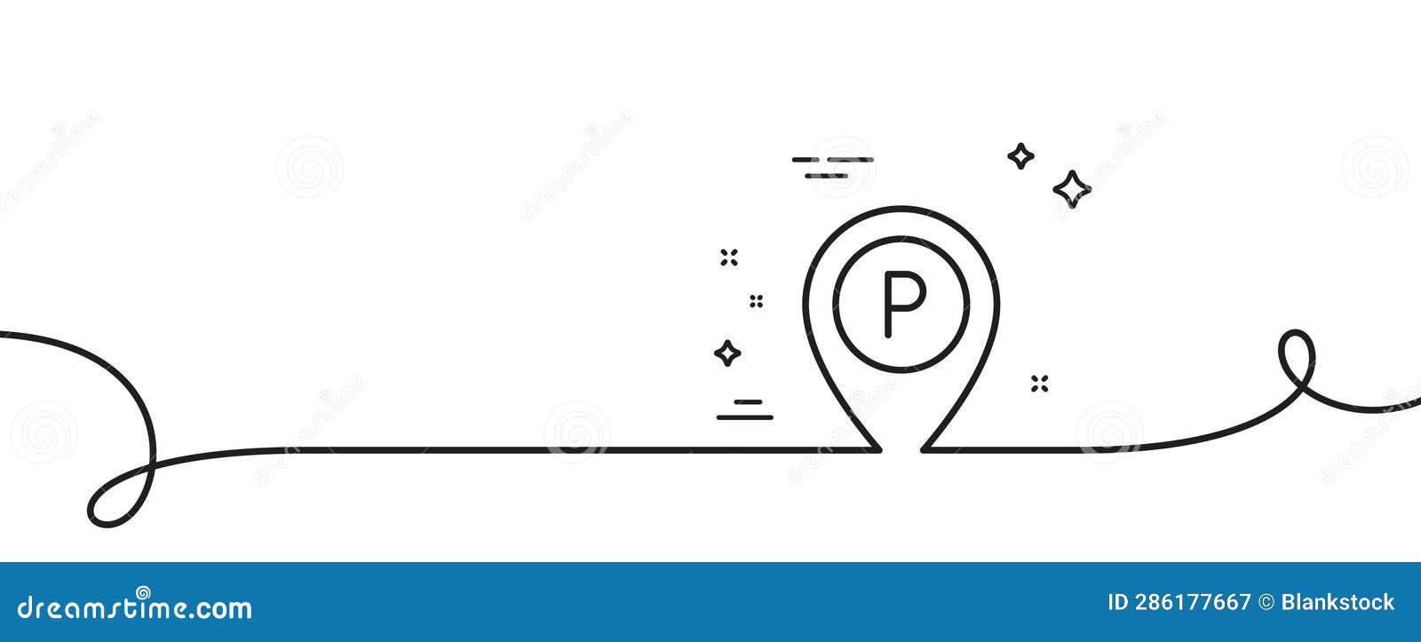 Parking Line Icon. Location Map Pointer Sign. Continuous Line with Curl ...
