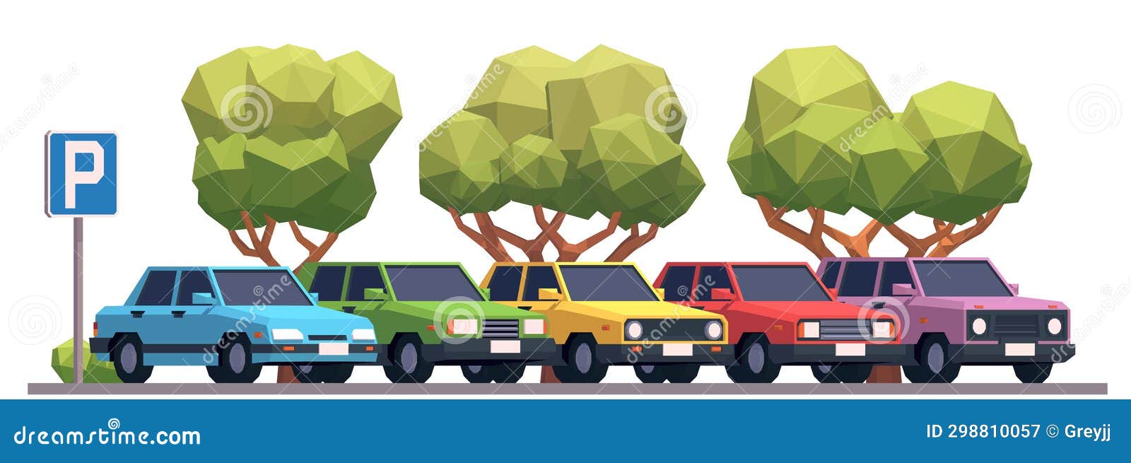 Parking Lot Concept in Low Poly Style Stock Illustration - Illustration ...