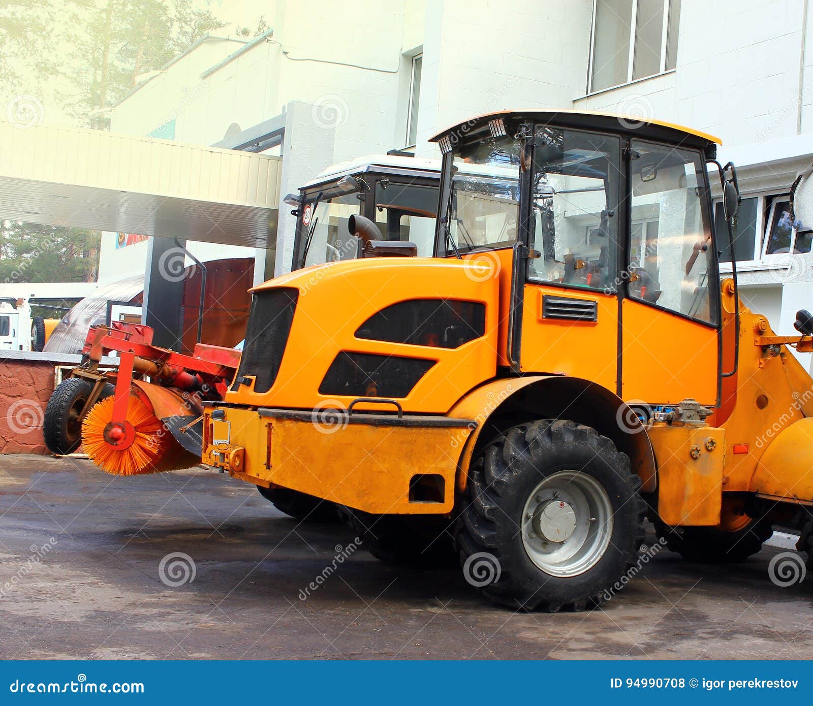 At the Parking Lot of Garbage Trucks, Tractors Stock Photo - Image of ...