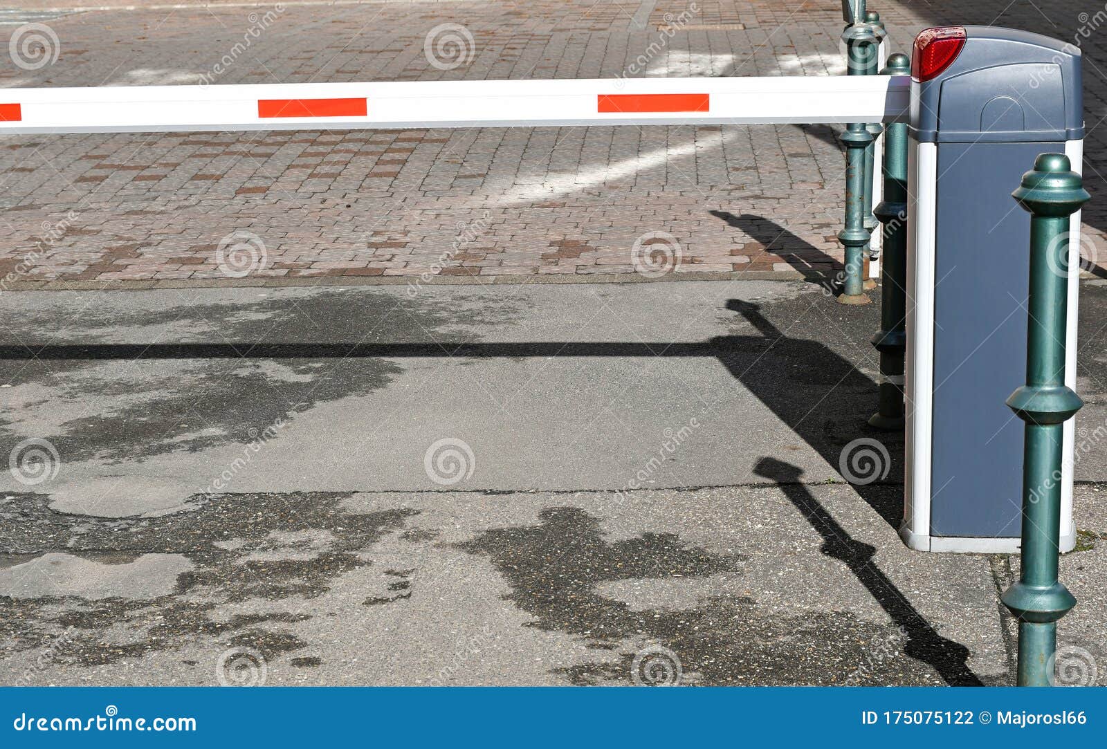 Parking Lot Gate on the Street Stock Photo - Image of pillar, city ...