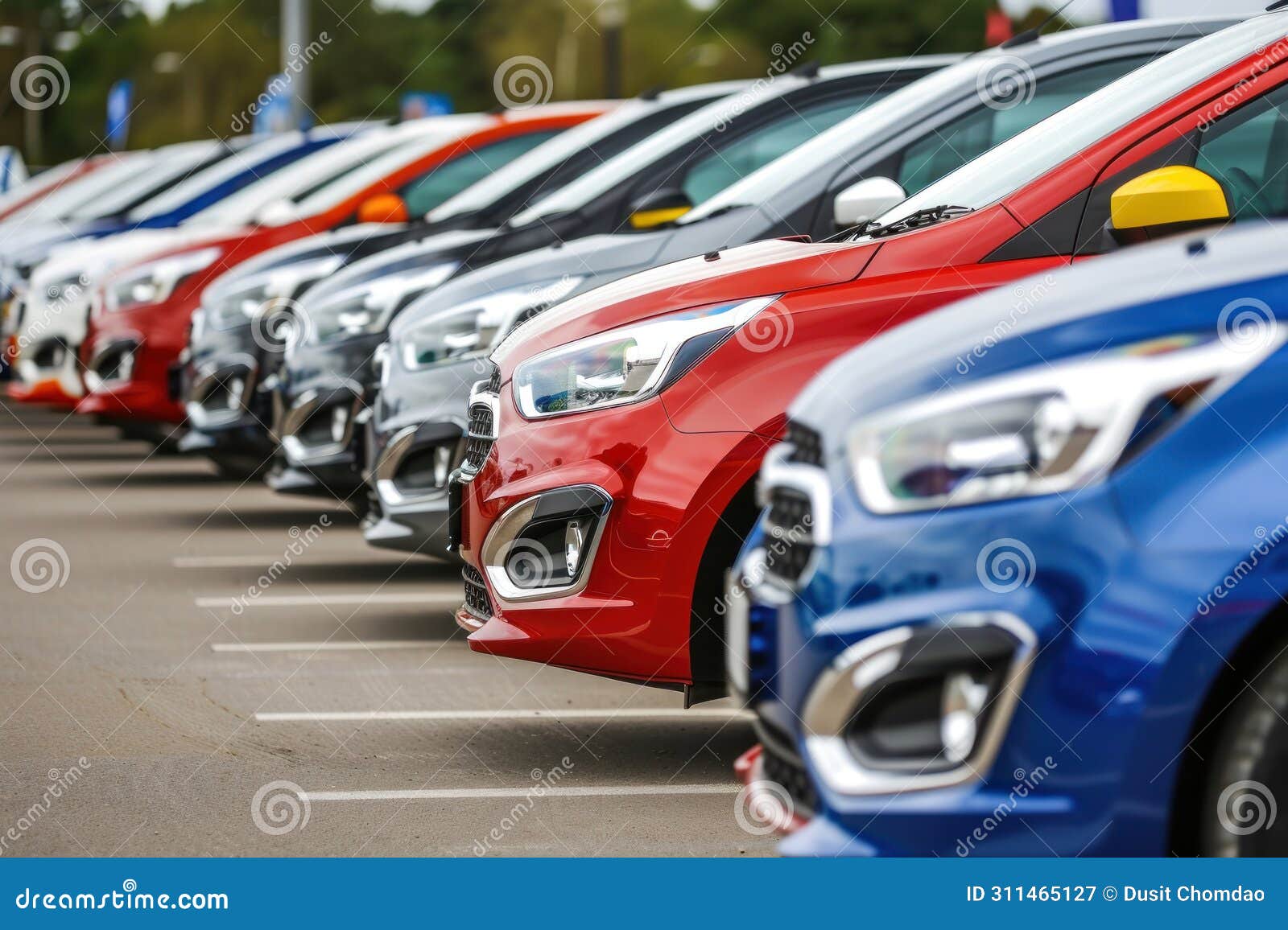 A Parking Lot with Many Cars and a Tree in the Middle. Stock Image ...
