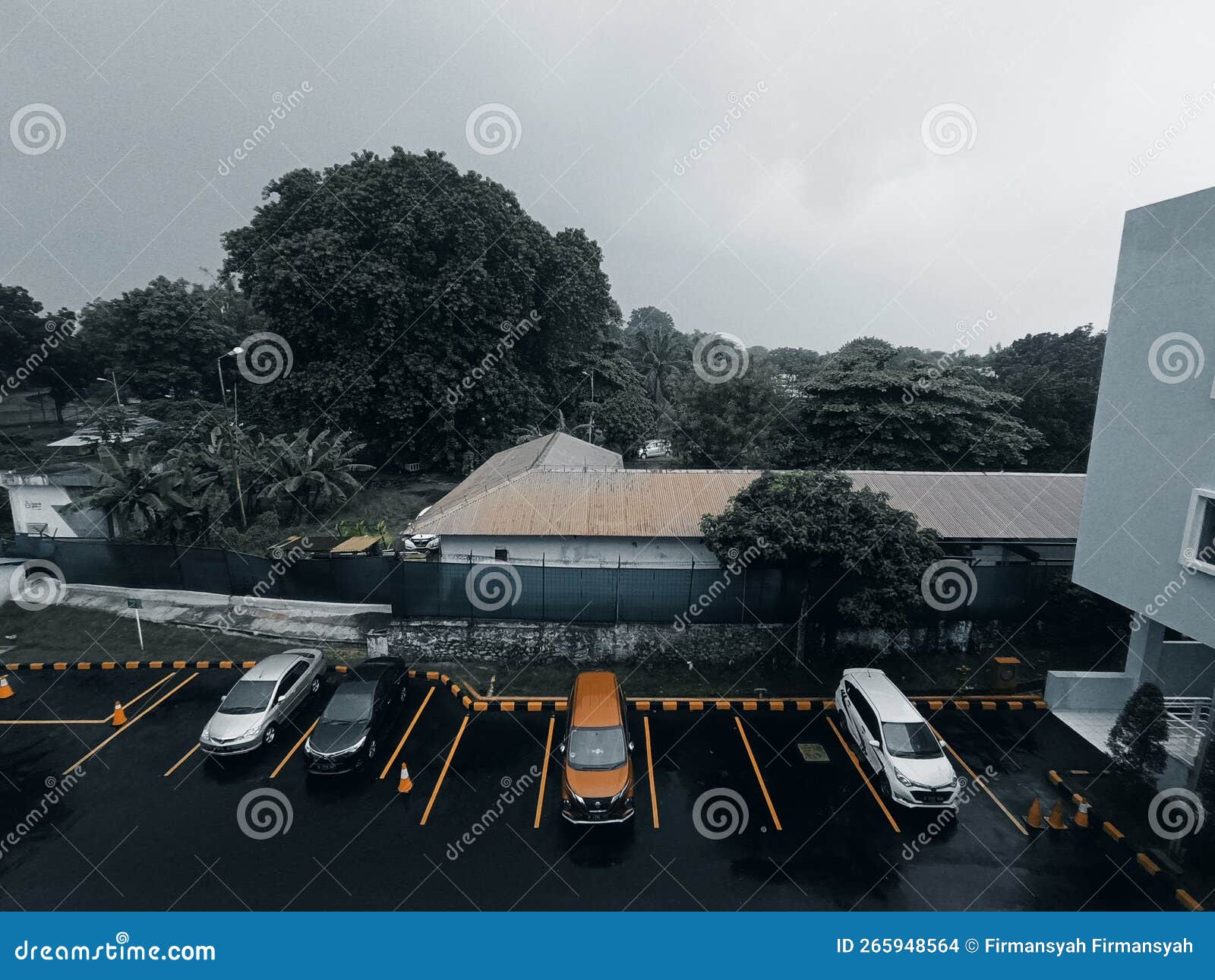 Parking Lot after Raining editorial stock image. Image of transport ...