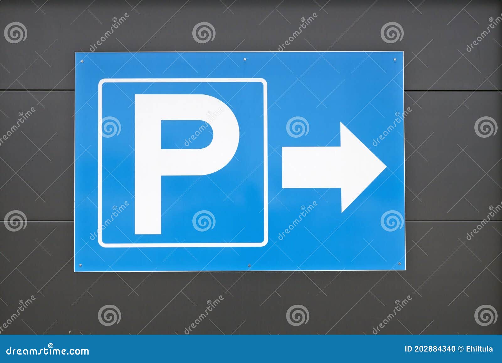 Parking Lot Sign with Arrow Stock Photo - Image of blue, concept: 202884340