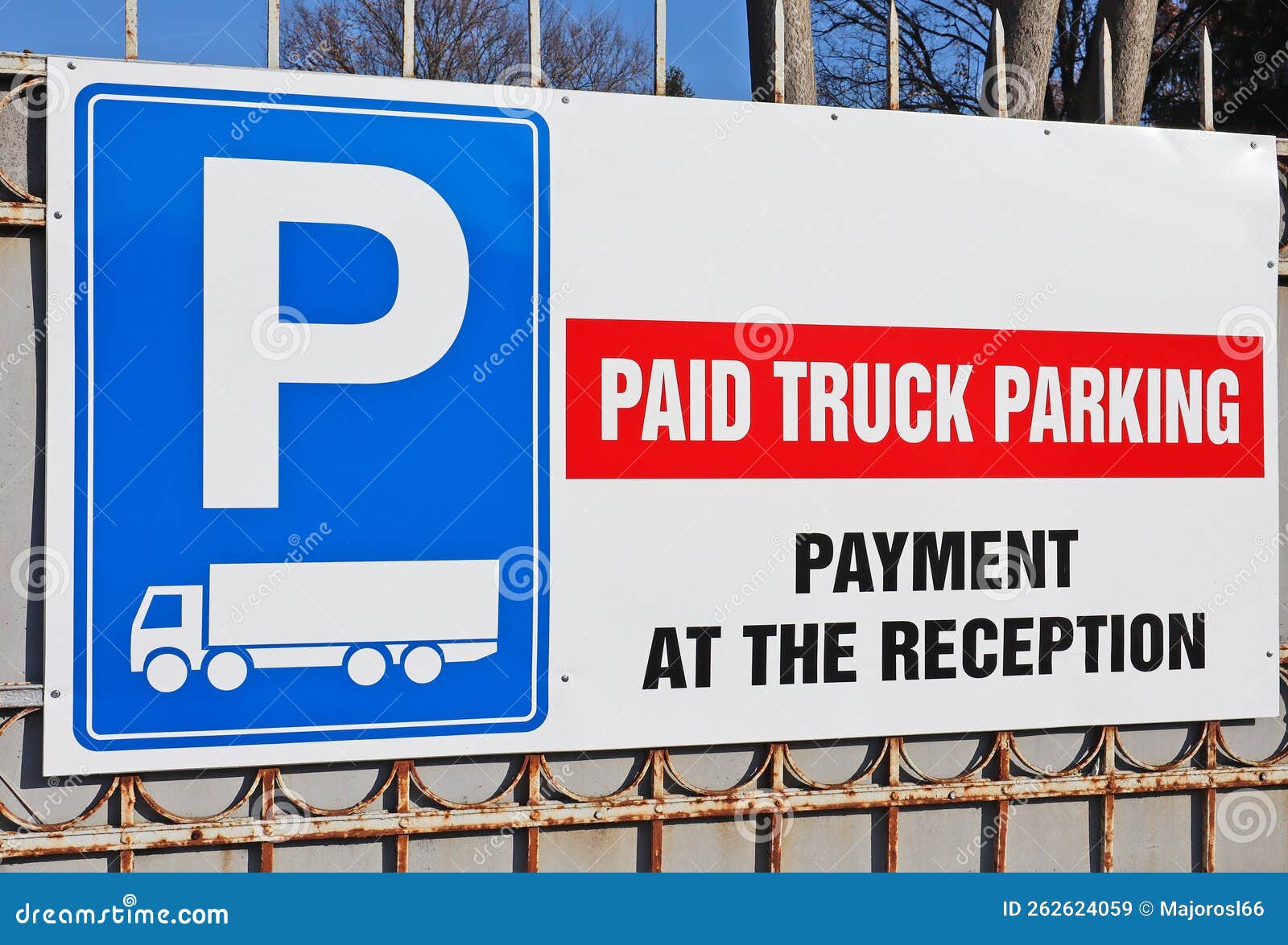 Parking Lot Sign for Trucks Stock Image - Image of view, city: 262624059
