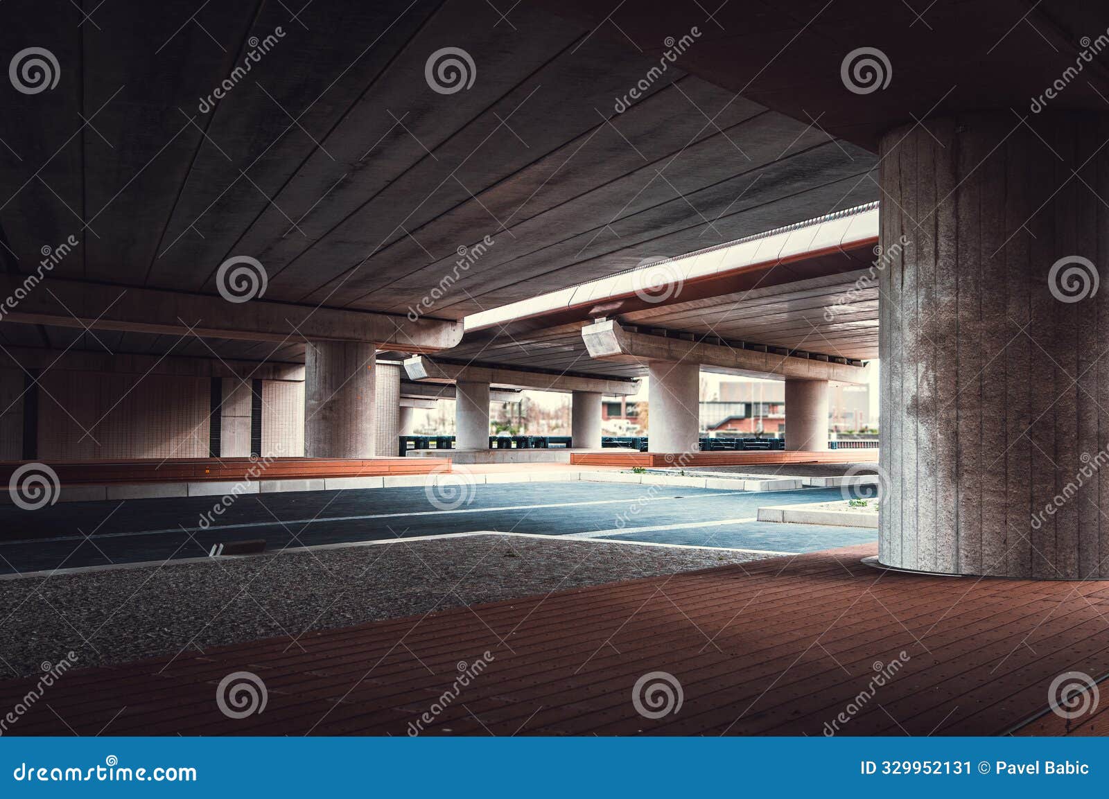Parking Lot Under the Bridge with Few Visible Columns, Netherlands ...