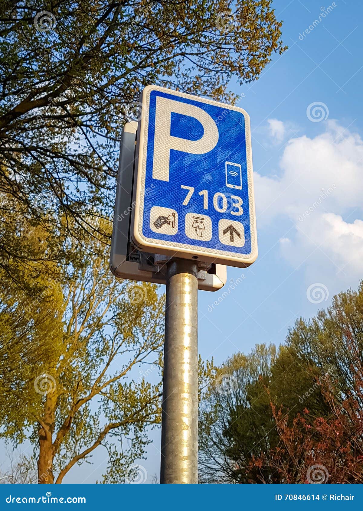 Parking machine sign stock photo. Image of directions - 70846614