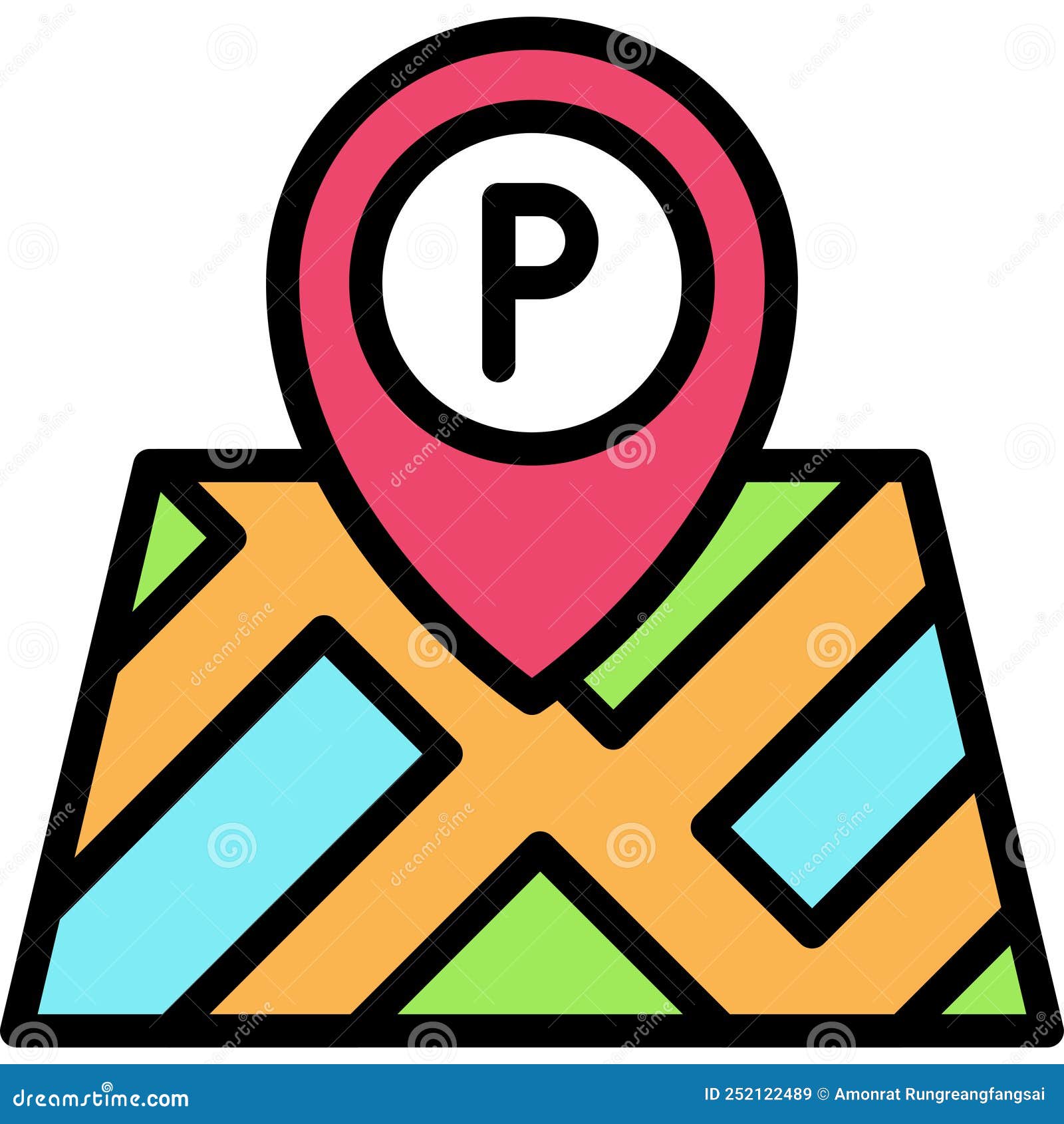 Parking Map Icon, Location Map and Navigation Vector Stock Vector ...