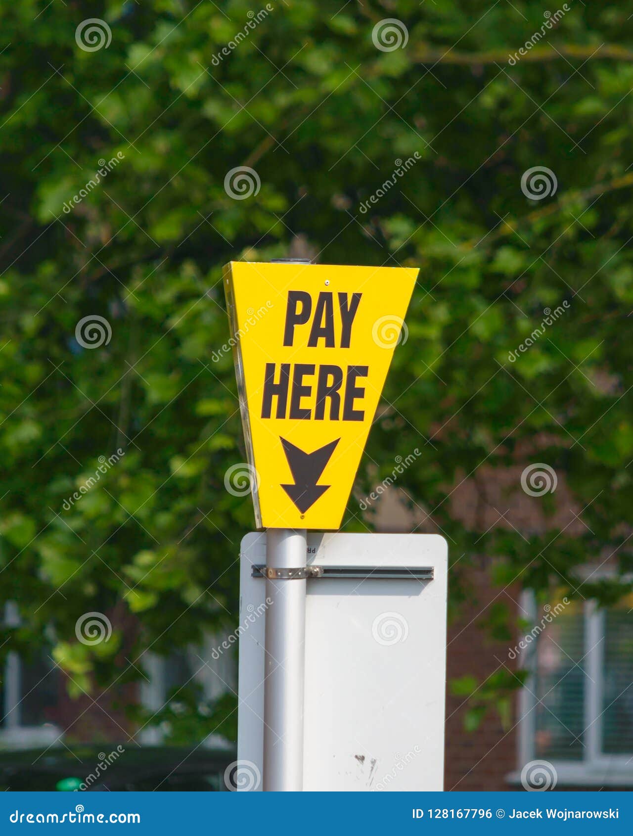 Parking Meter Pay Here Sign Stock Photo - Image of outdoor, view: 128167796