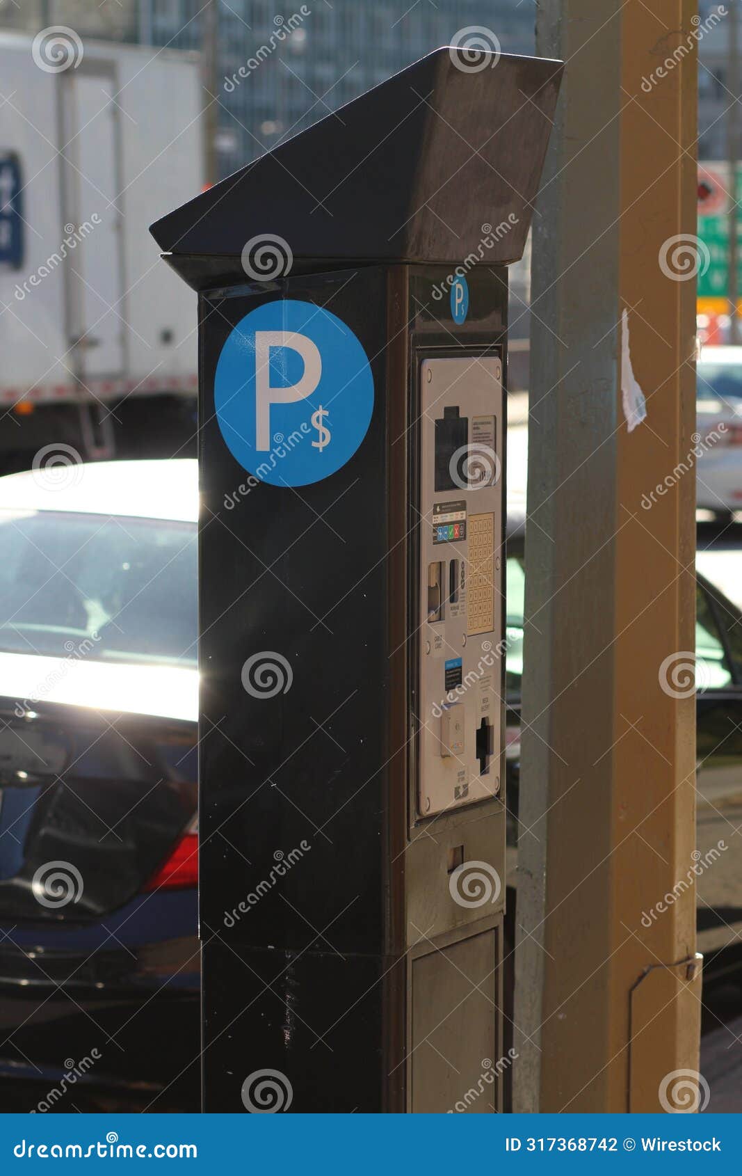 Parking Payment Kiosk with Cars in the Background Stock Photo - Image ...