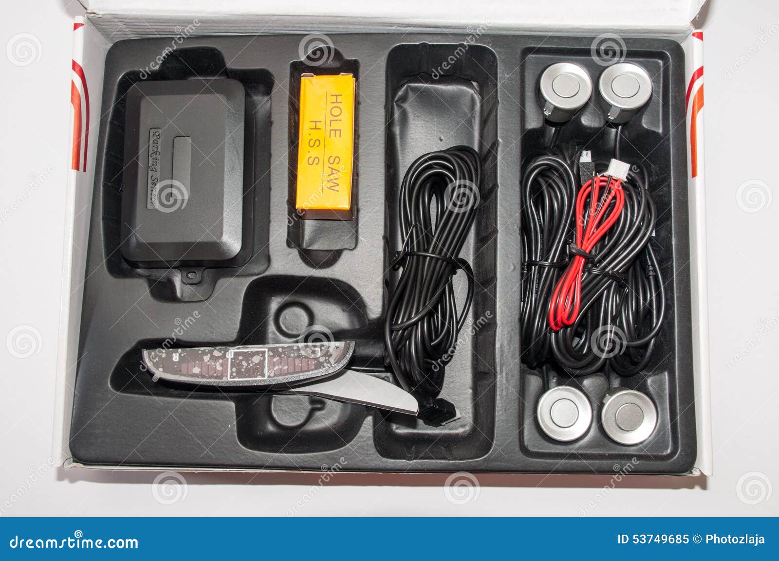 Parking Sensors On A White Car, Rear Bumper With Reflector And Exhaust ...