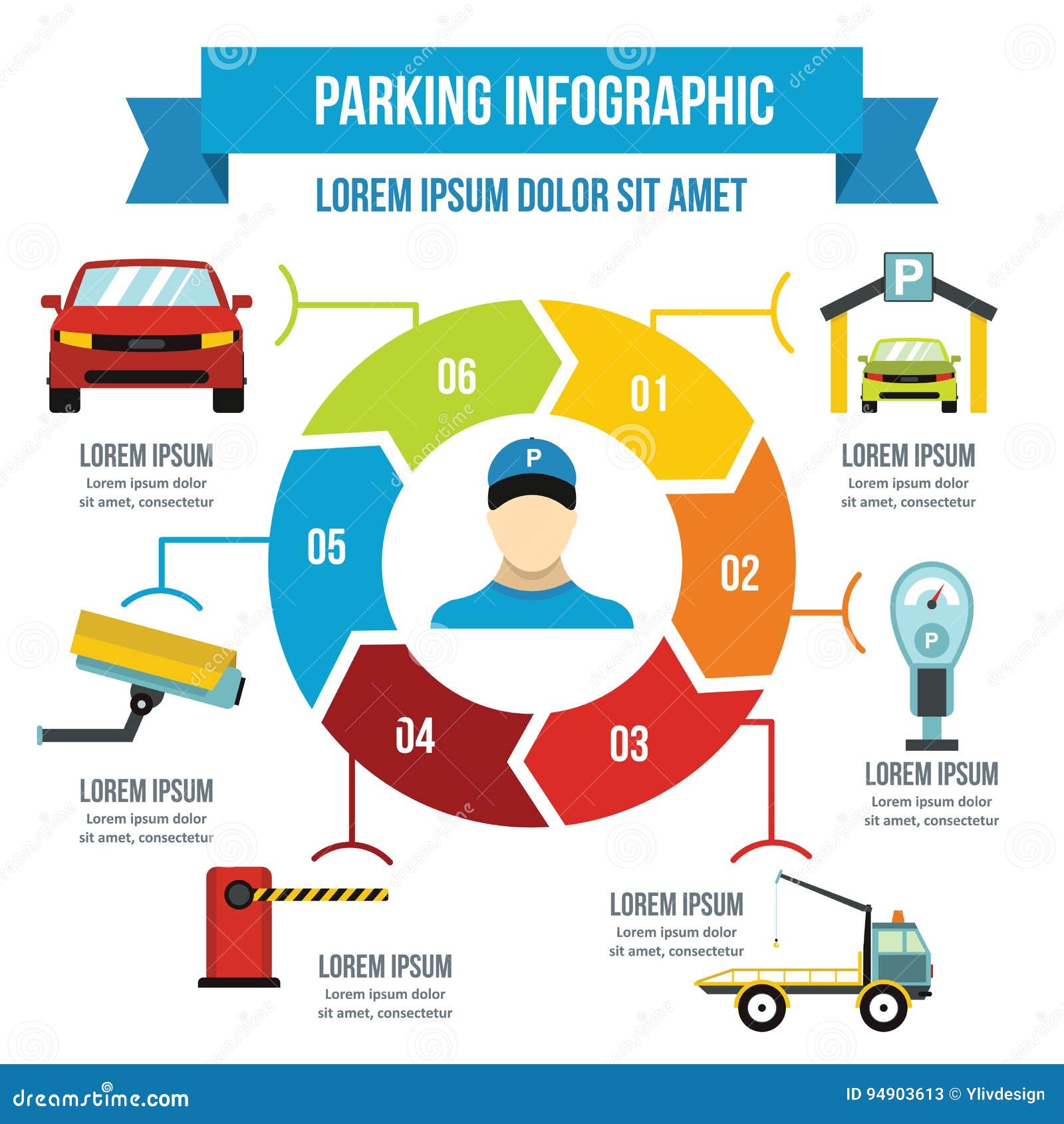 Parking Service Infographic Concept, Flat Style Stock Vector ...