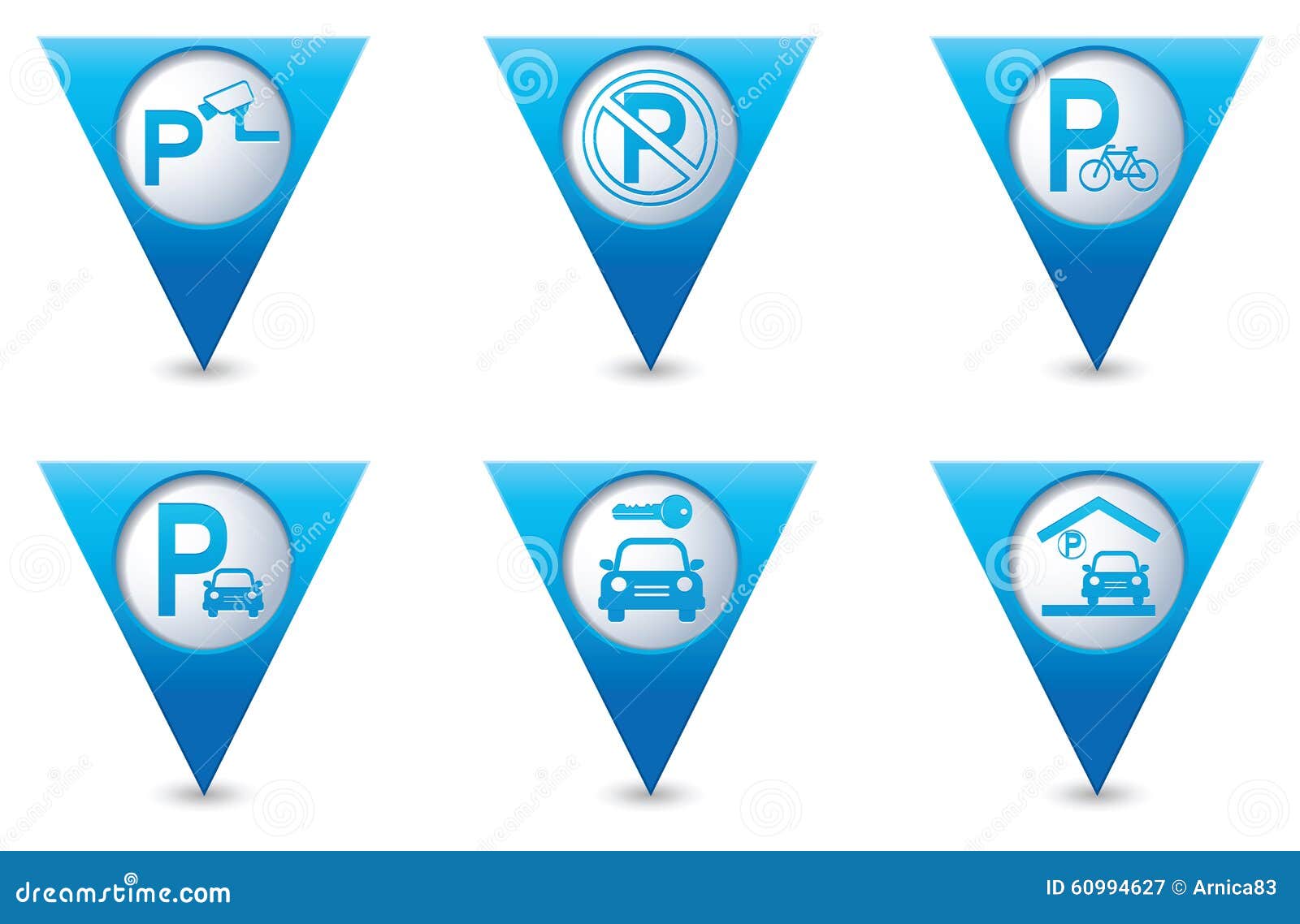 Parking Sign on Blue Triangular Map Pointers Stock Vector ...