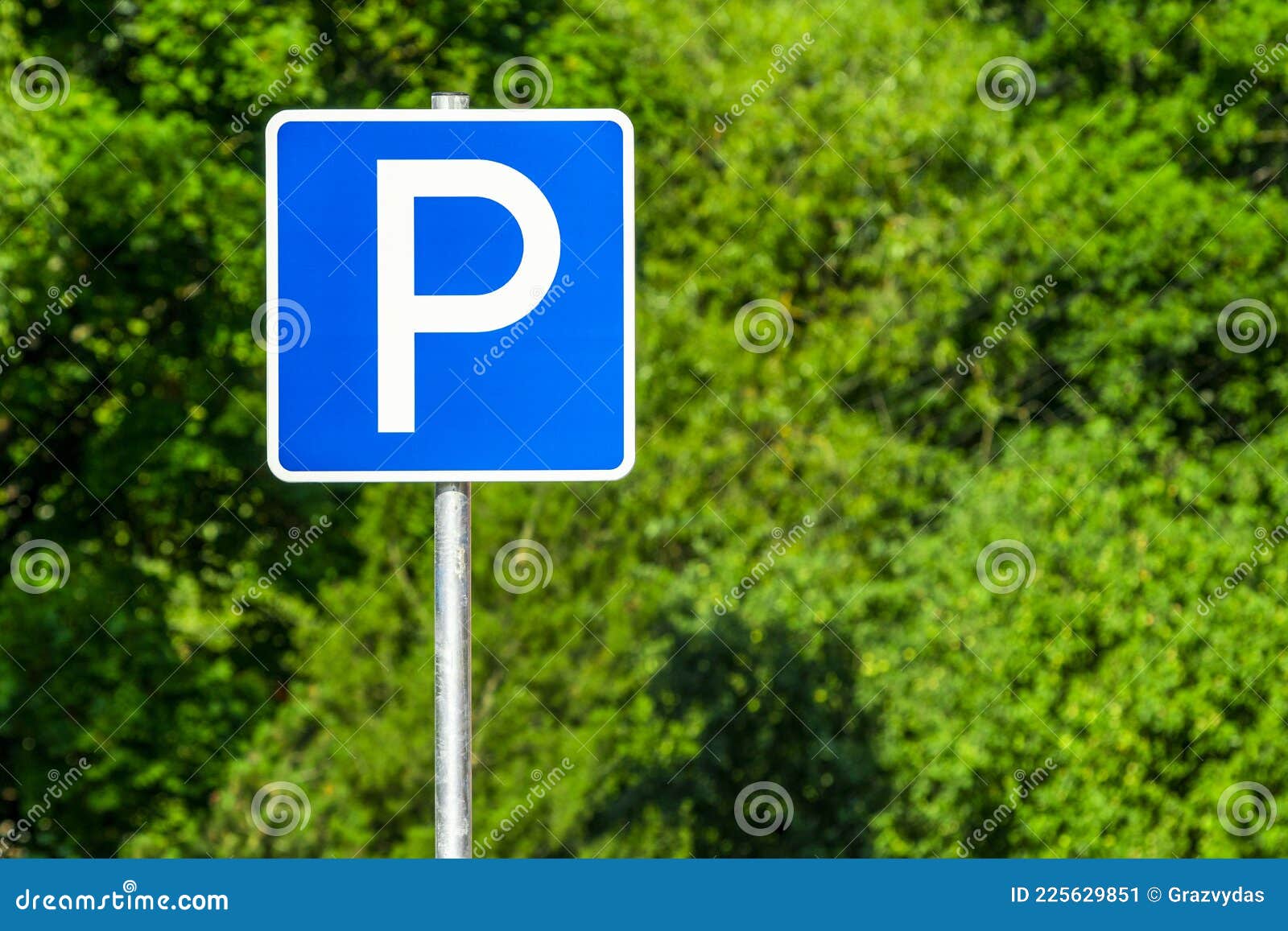 Parking Sign on Natural Green Background Stock Image - Image of caution ...
