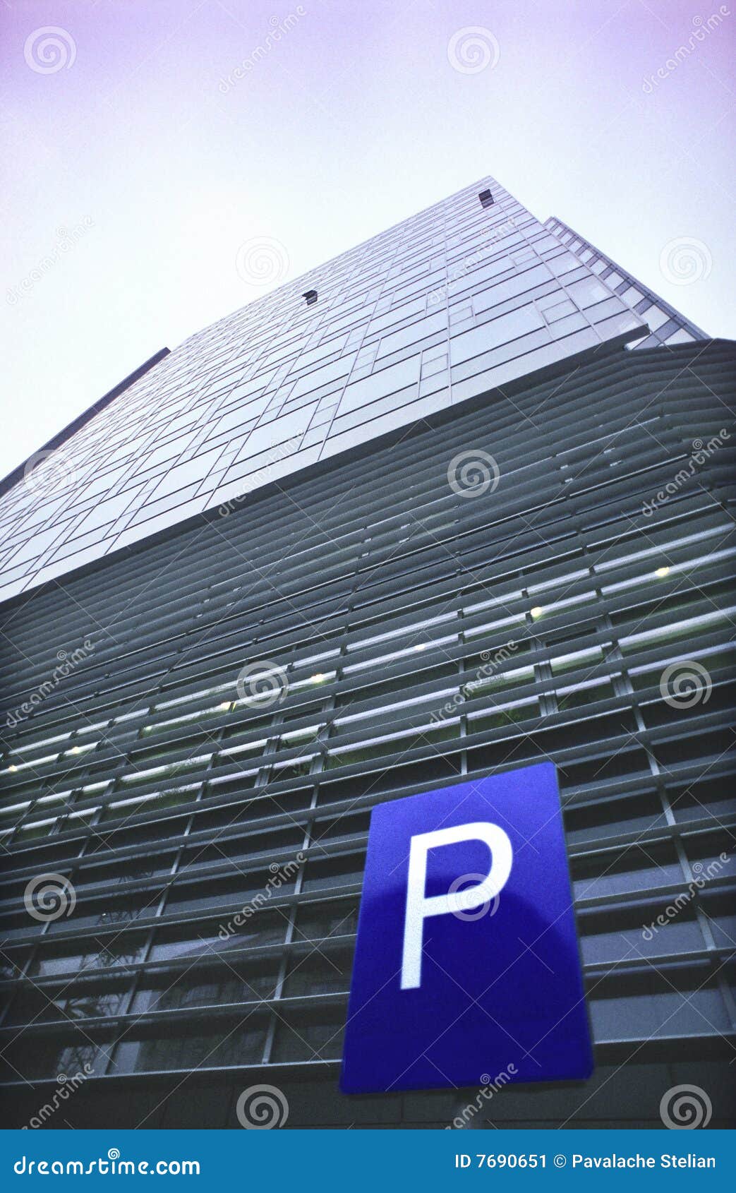 Parking Sign and Office Building Stock Image - Image of cityscape ...