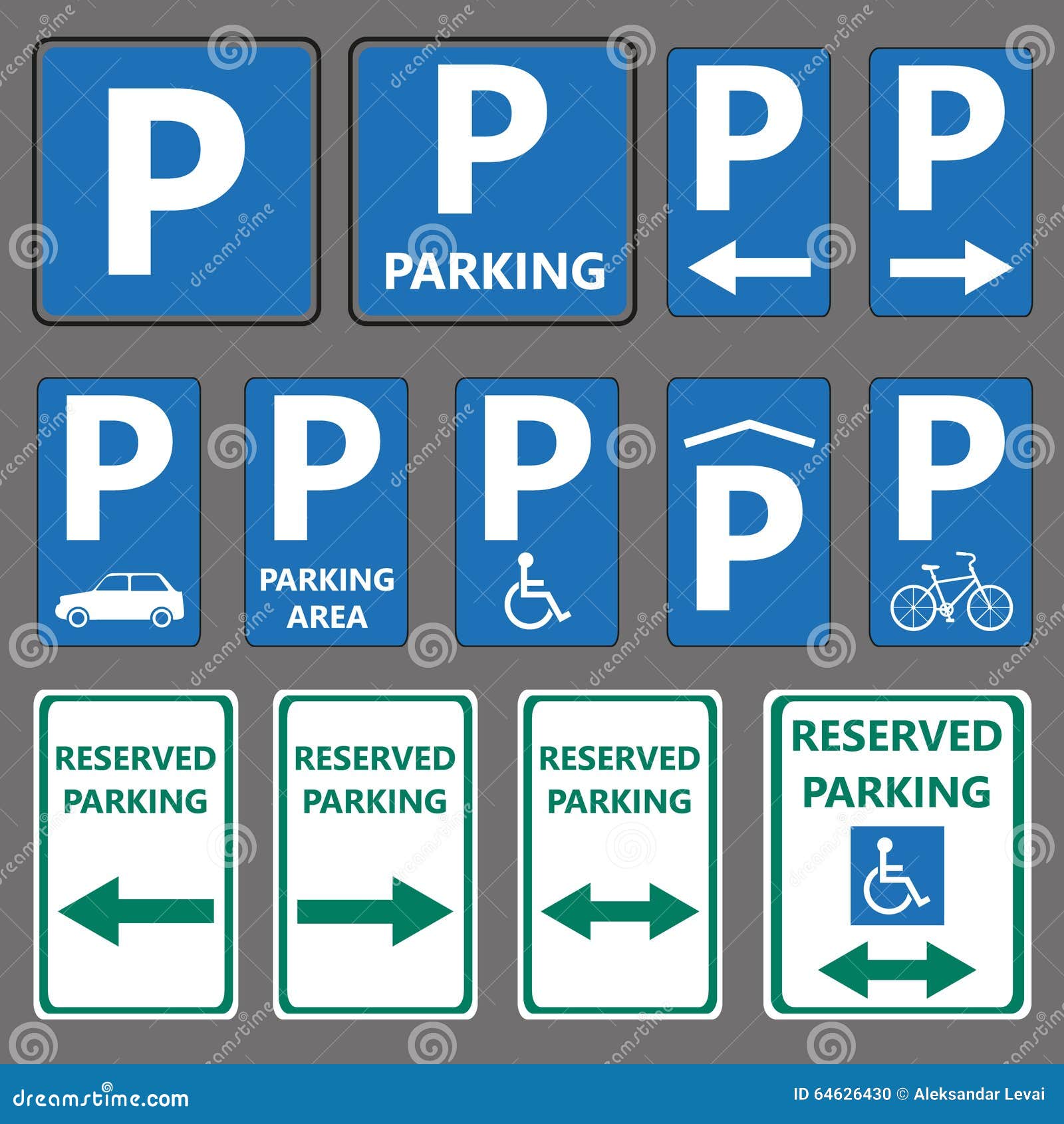 Parking signs stock vector. Illustration of signs, outdoor - 64626430