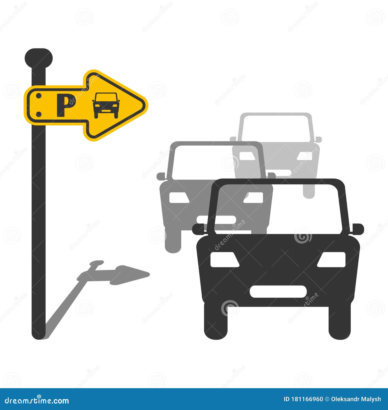 Parking Sing Car Direction Indicator Vector Illustration Design Stock ...